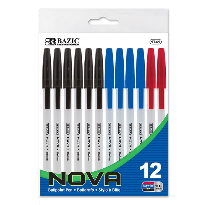 BAZIC 8 Color Prima Stick Pen w/ Cushion Grip - Walmart.com