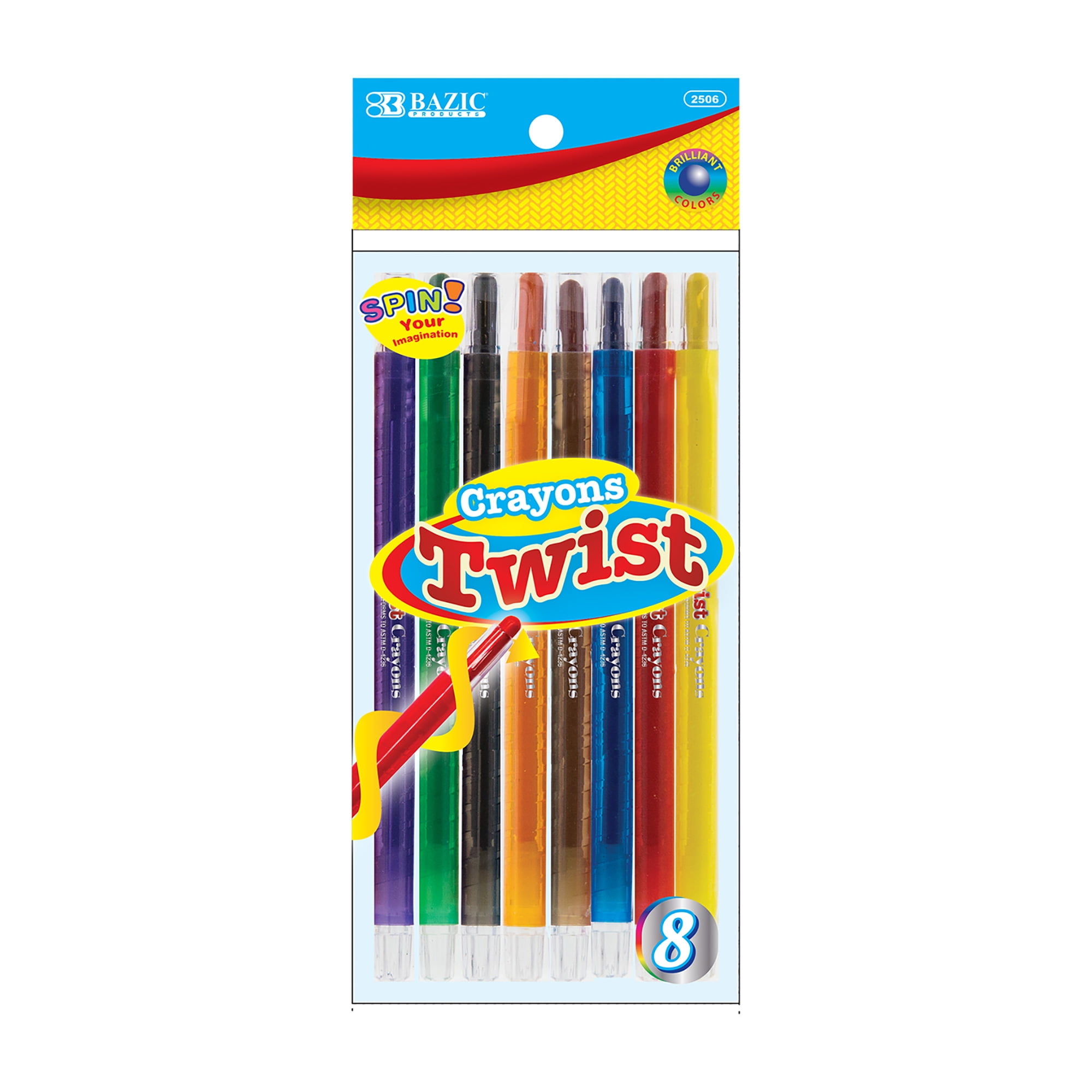 BAZIC 8 Color Twistable Crayons, Twist Up Propelling Crayon, 1-Pack ...