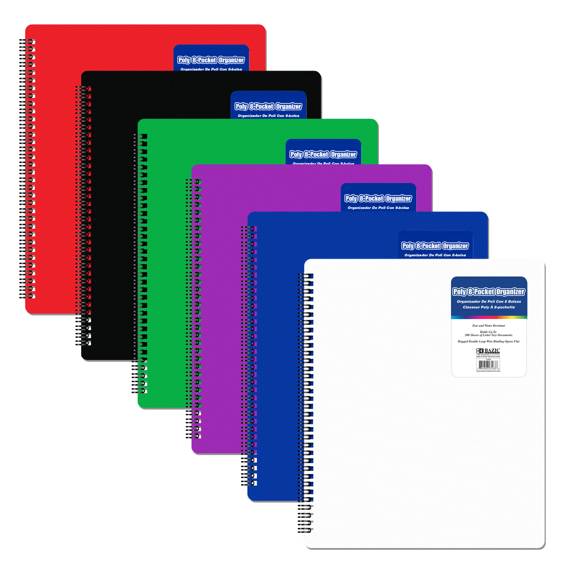 BAZIC 8 Pockets Poly Folder Portfolio Document Folders, 6-Pack ...