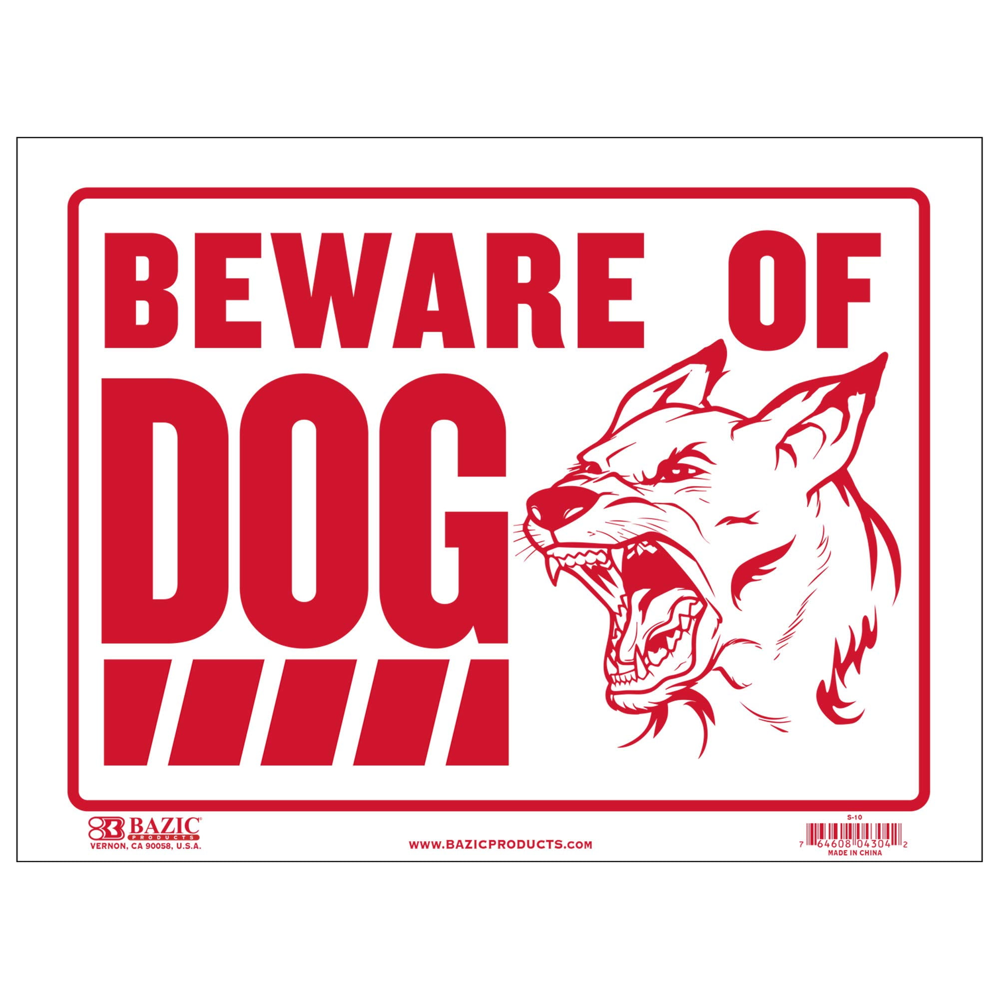 BAZIC 9" X 12" Beware of Dog Sign (S-10) - Walmart.com