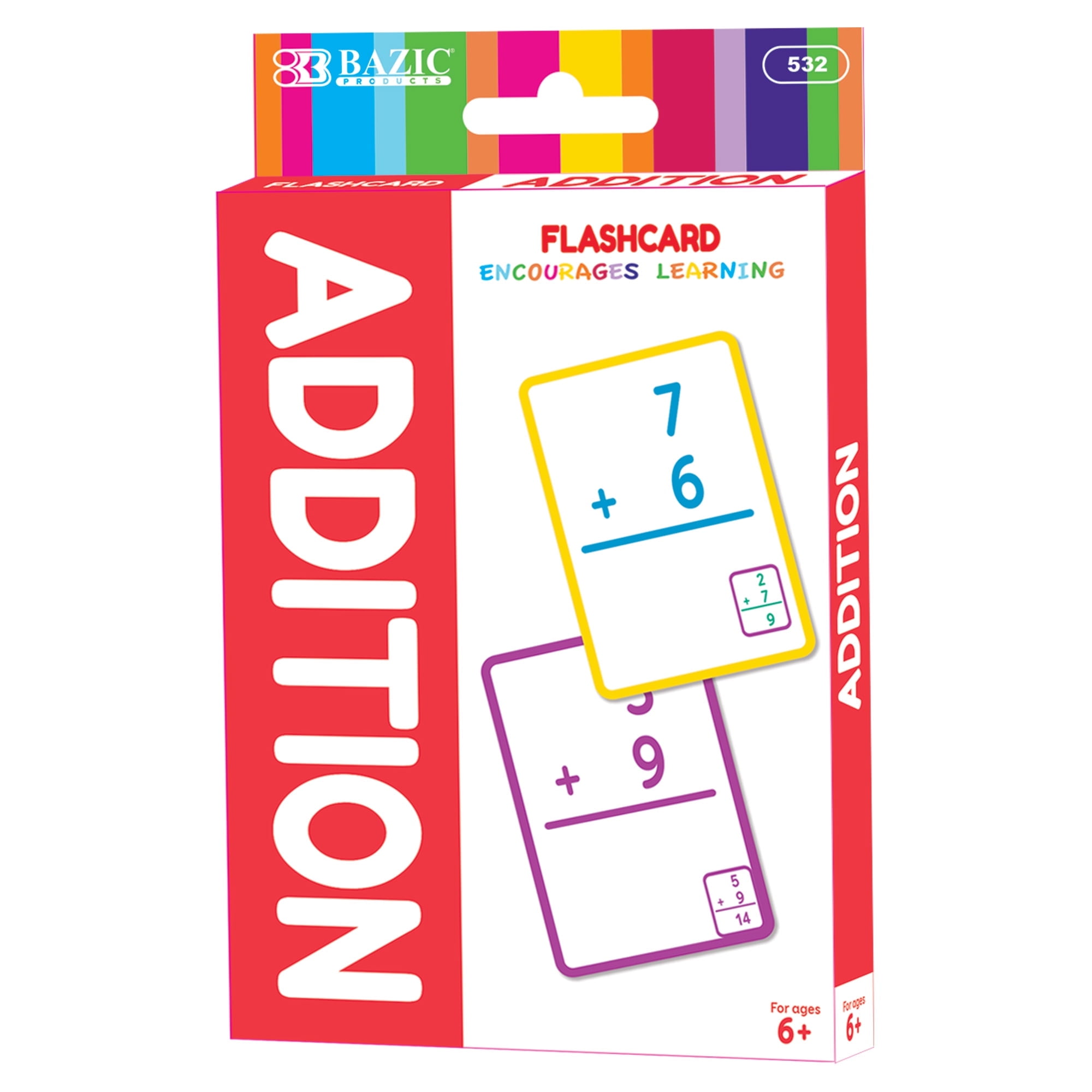 BAZIC Addition Flash Cards, Numbers Math Flashcards (36/Pack), 1-Pack ...