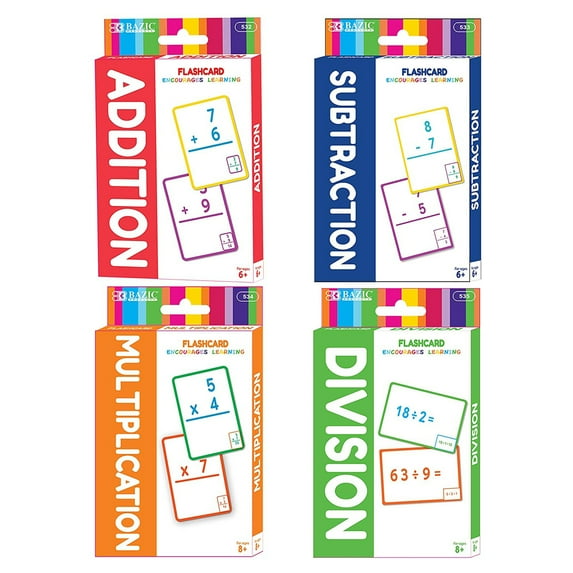 BAZIC Math Flashcards for Kids, Addition, Subtraction, Multiplication ...