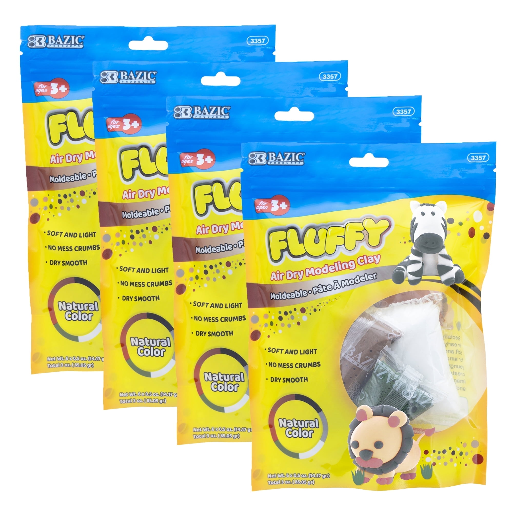 BAZIC Air Dry Modeling Clay 6 Natural/Earth Color 3 oz, Non Toxic, 4 ...