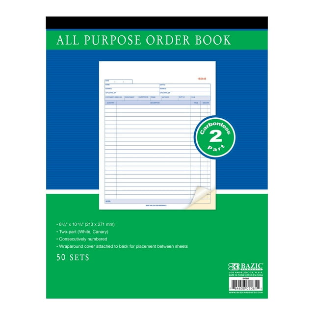 "BAZIC All Purpose Office Invoice Book, 2-Part Carbonless, Receipt Form ...