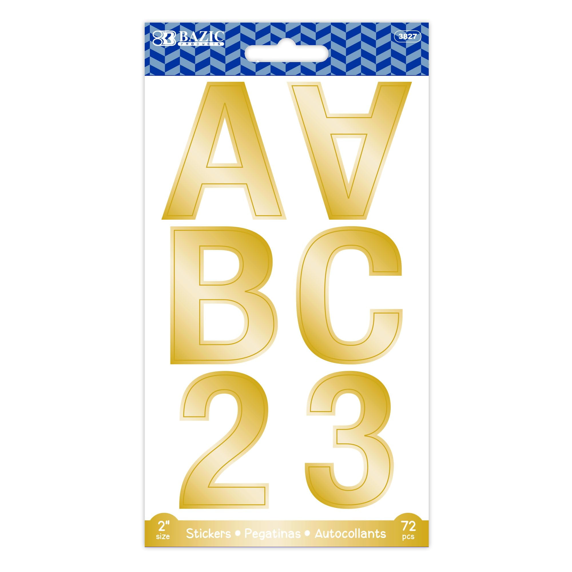 BAZIC 2" Gold Metallic Color Alphabet & Numbers Stickers (72/Pack ...