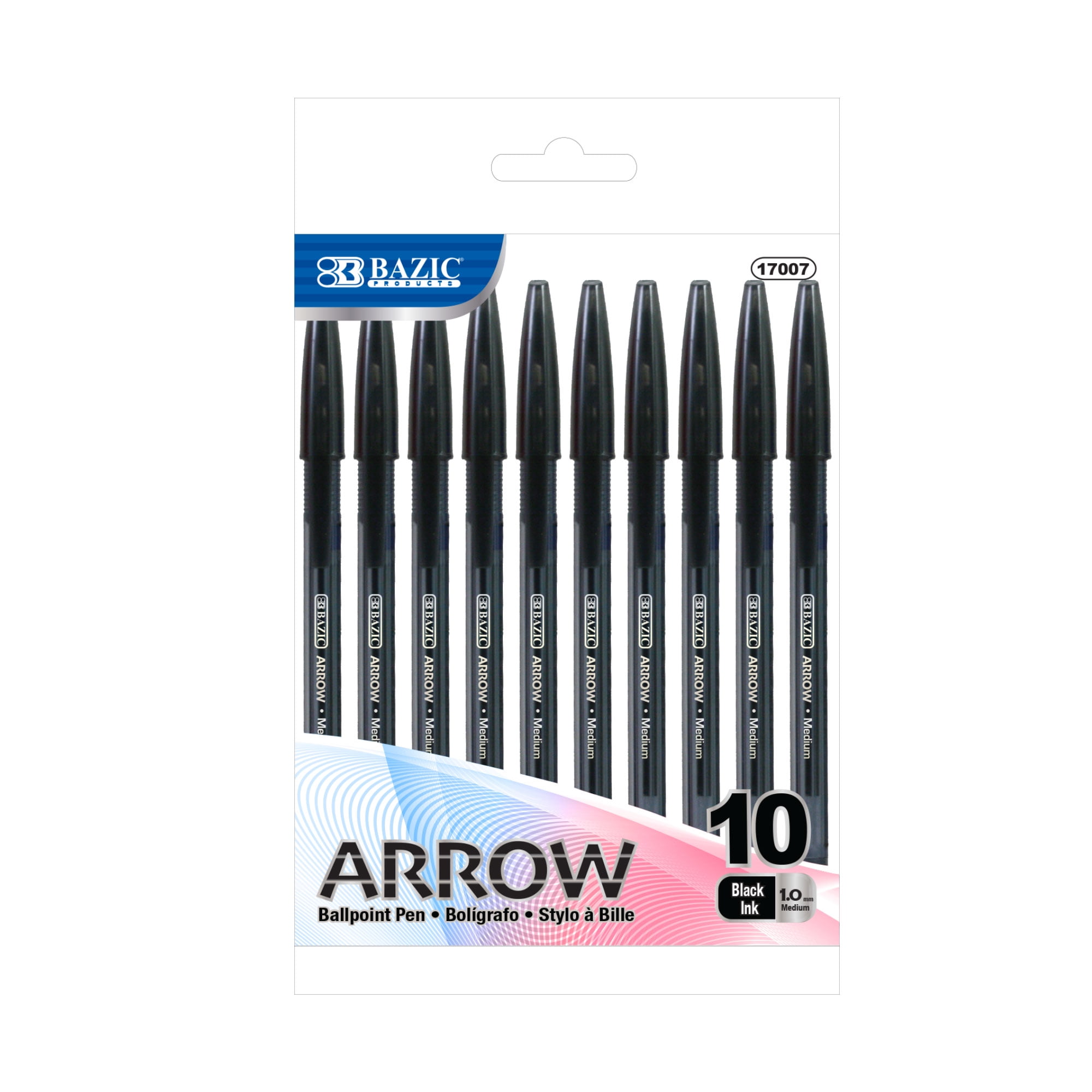 BAZIC Arrow Ballpoint Pens, 1.0 mm Medium Point Black Color Stick Pen ...