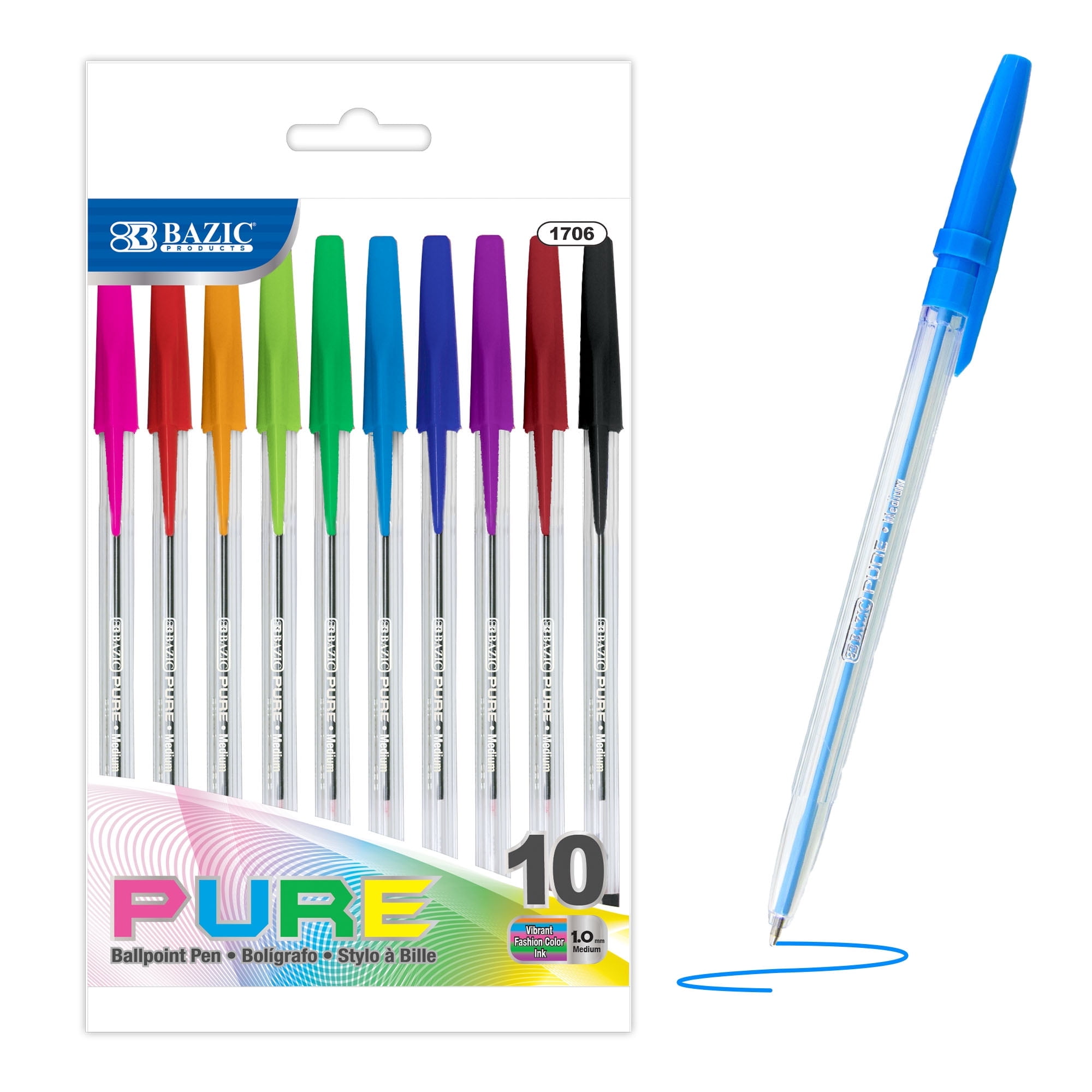BAZIC 10 Pure Neon Color Stick Pen [1706] - Walmart.com