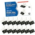 "BAZIC Medium 1 1/4"" (32mm) Black Binder Clips, Paper Clip, 12/Pack ...