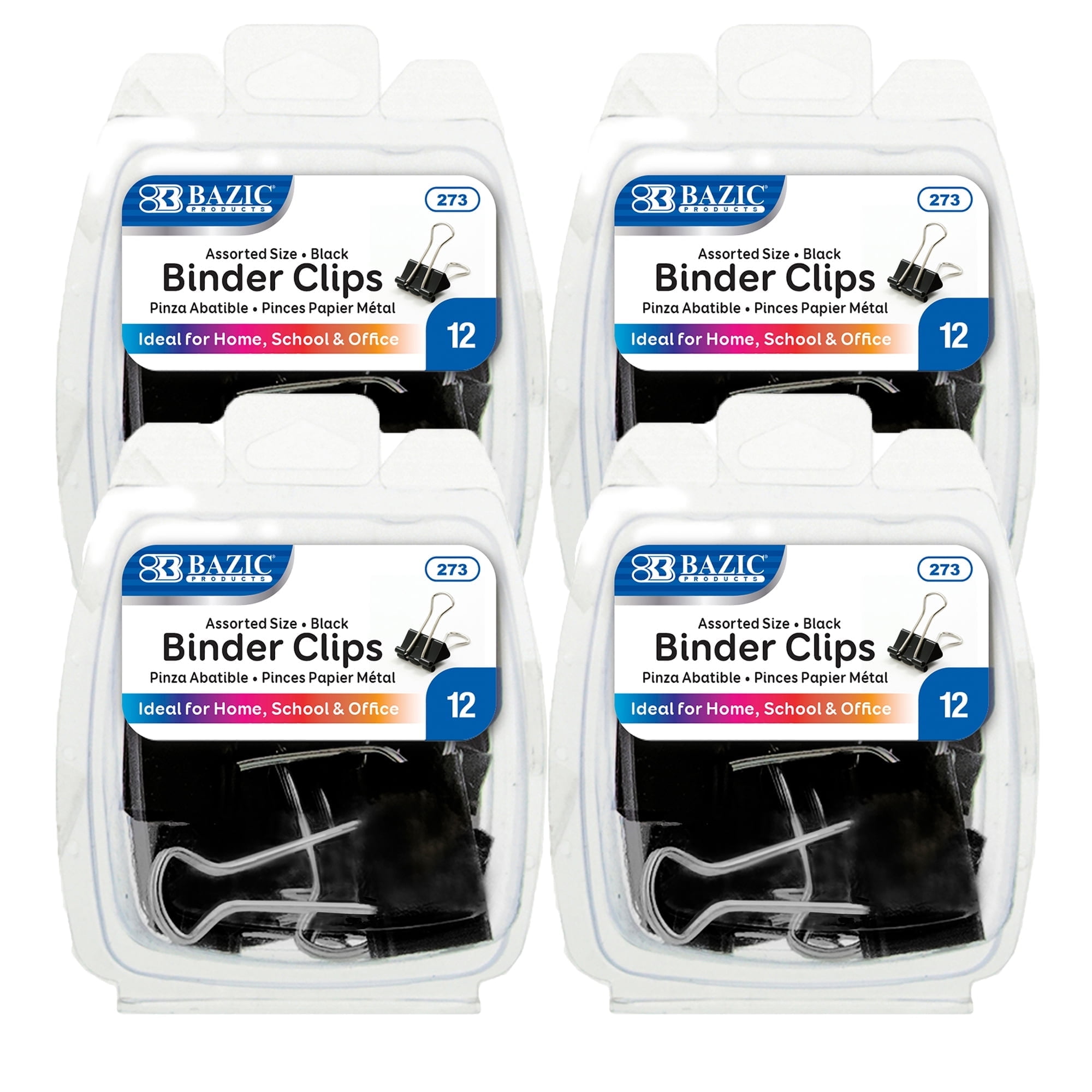 BAZIC Binder Clips Multi Size Black, Small Large Paper Clips (12/Pack ...