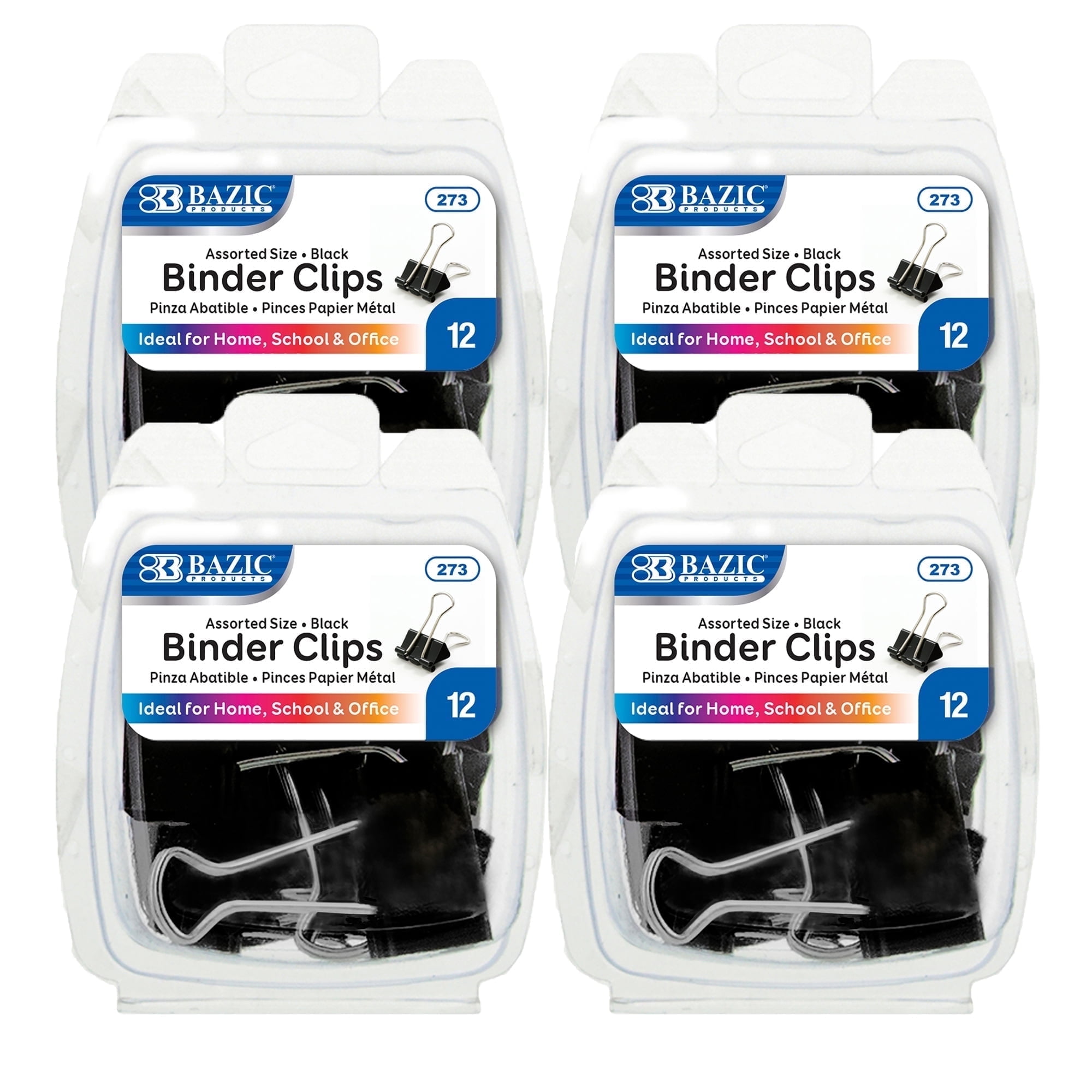BAZIC Binder Clips Multi Size Black, Small Large Paper Clips (12/Pack ...