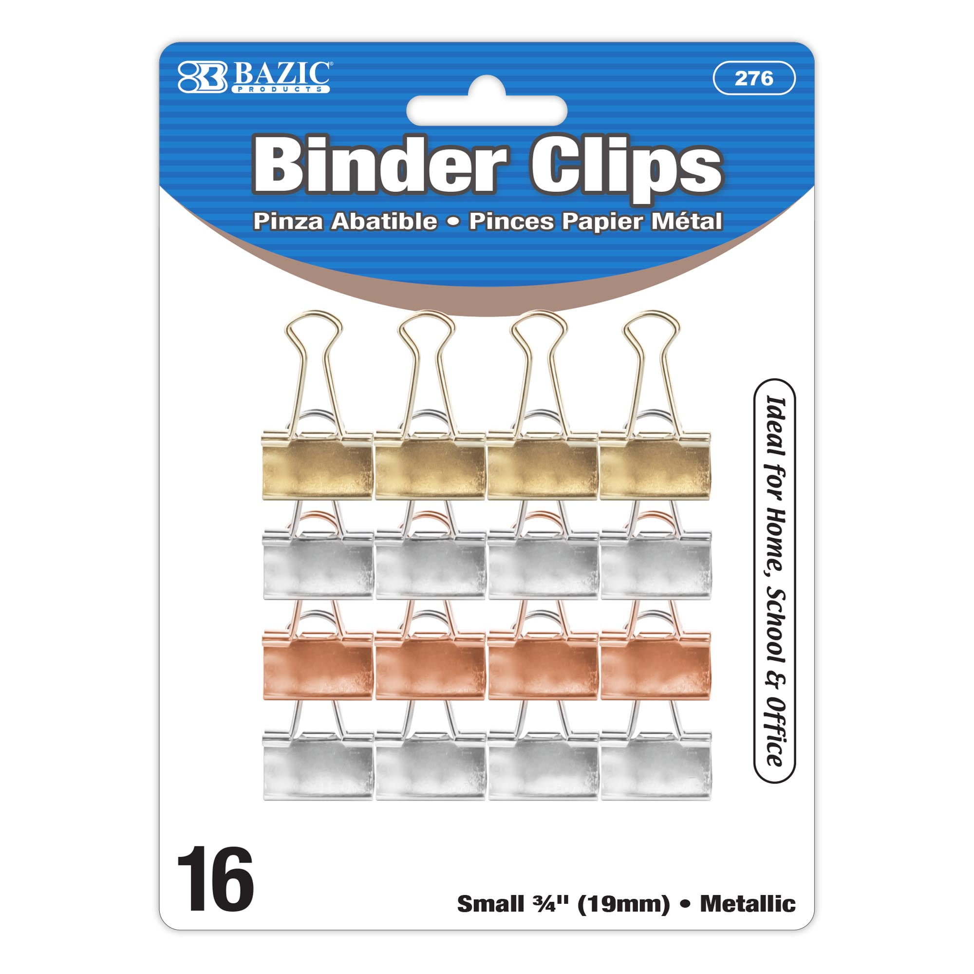 BAZIC Binder Clips Small Assorted Color 3/4" (19mm), Paper Clamps Metal ...