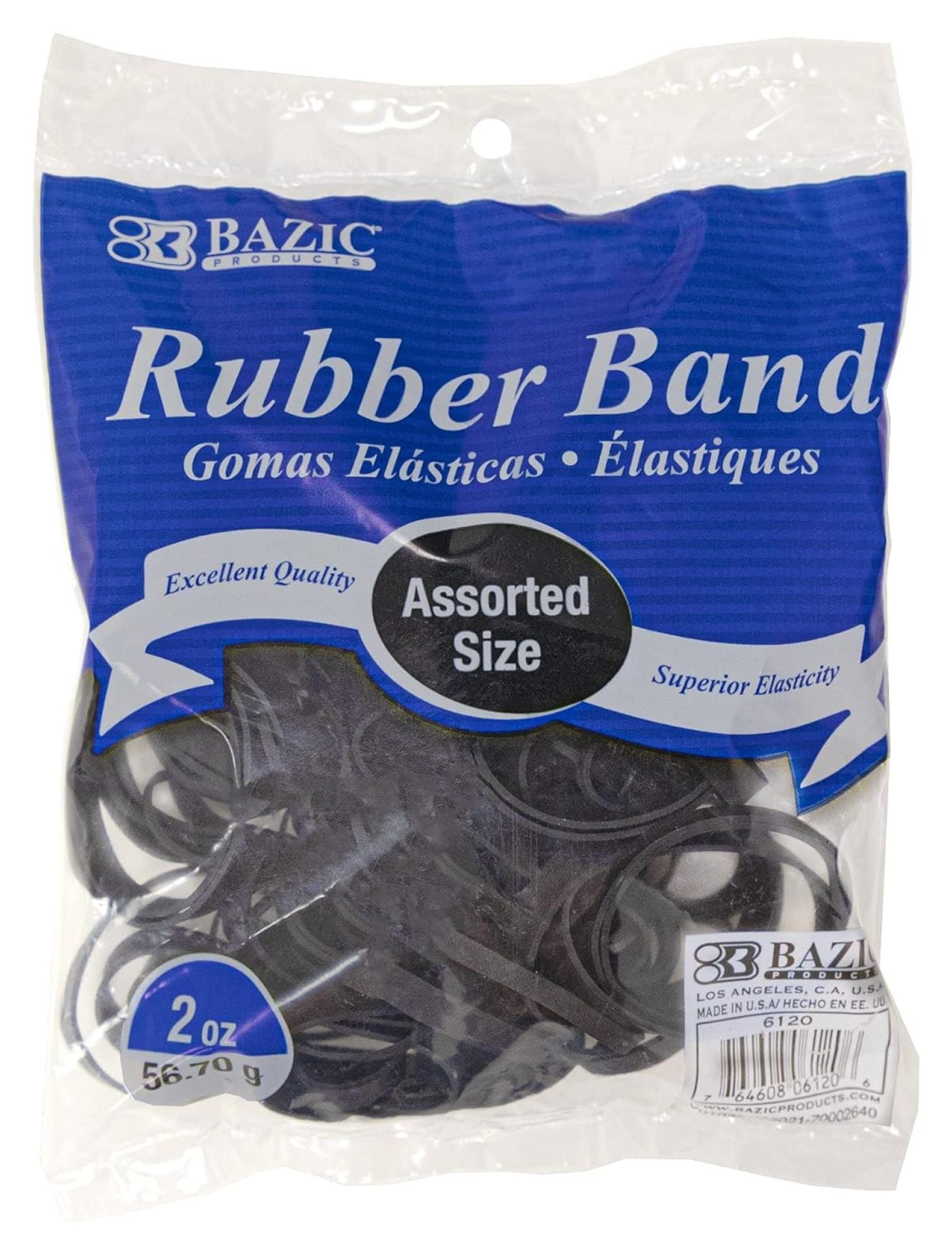 BAZIC Black Color Rubber Bands 2 Oz./ 56.70 g Assorted Sizes, Made in ...
