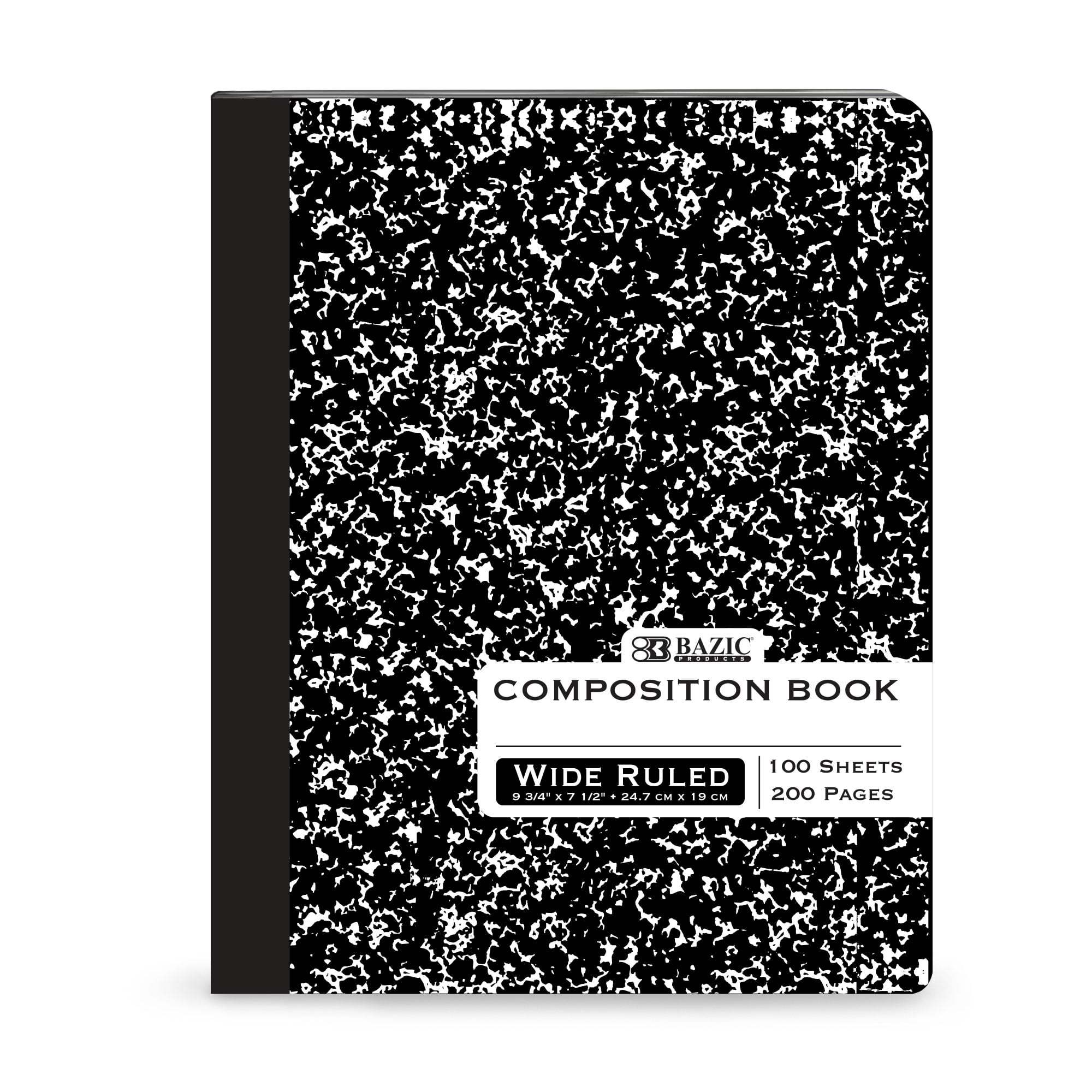 BAZIC Black Marble Wide Ruled Notebook, 100 Sheet Composition Book, 1 ...
