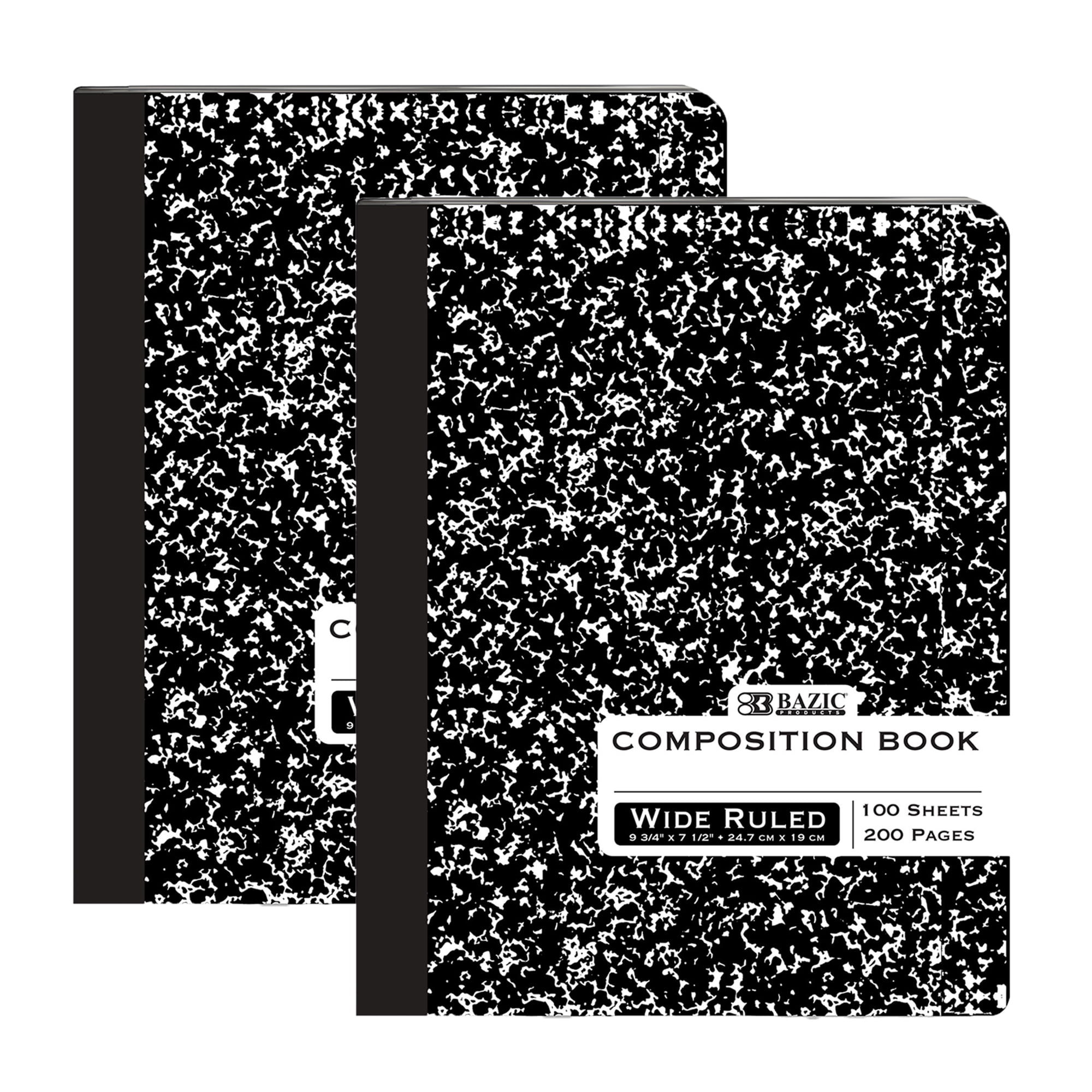 BAZIC Wide-Ruled Black Marble Composition Notebook, 100 Sheets, Perfect ...
