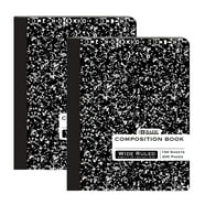 Top Flight Sewn Composition Book Black and White Marble Wide Rule 100 ...