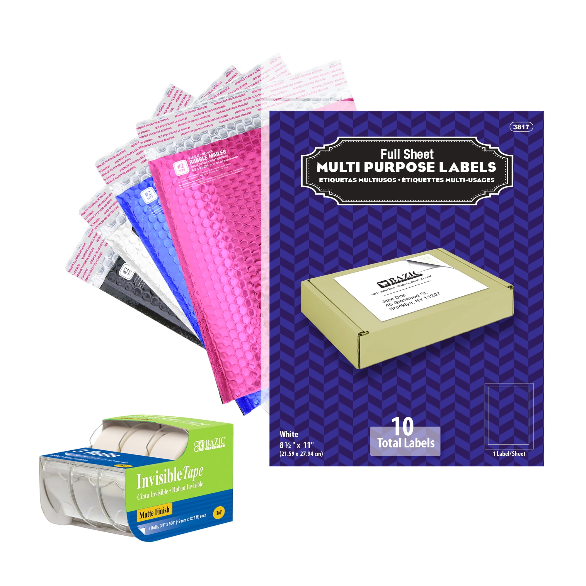 BAZIC Bubble Mailer Bundle, Small 4 Poly Bubble Mailers, 10 Shipping ...