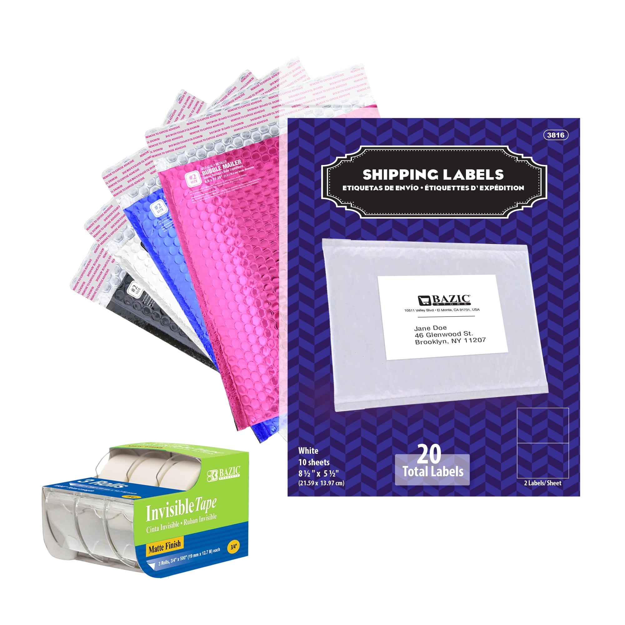 BAZIC Bubble Mailer Bundle, Small 4 Poly Bubble Mailers, 20 Shipping ...