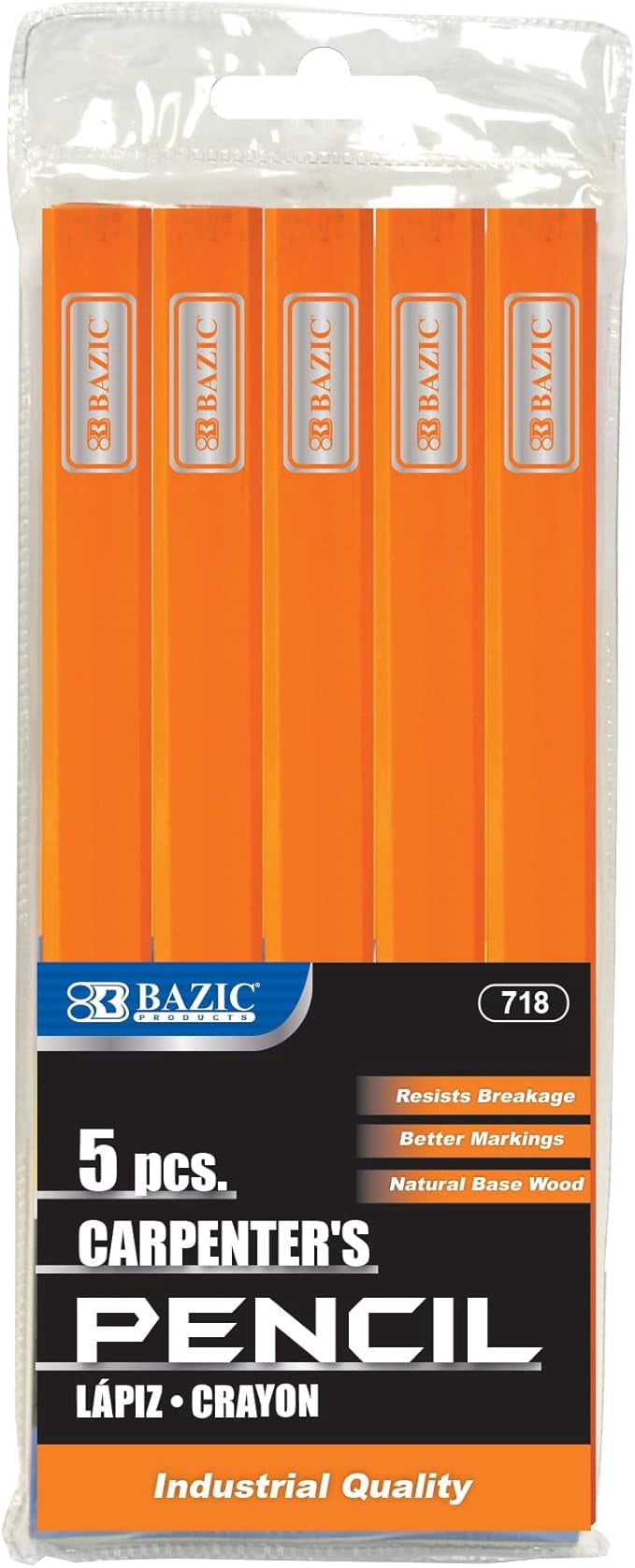 BAZIC Carpenter's Pencil, 5-Count - Walmart.com