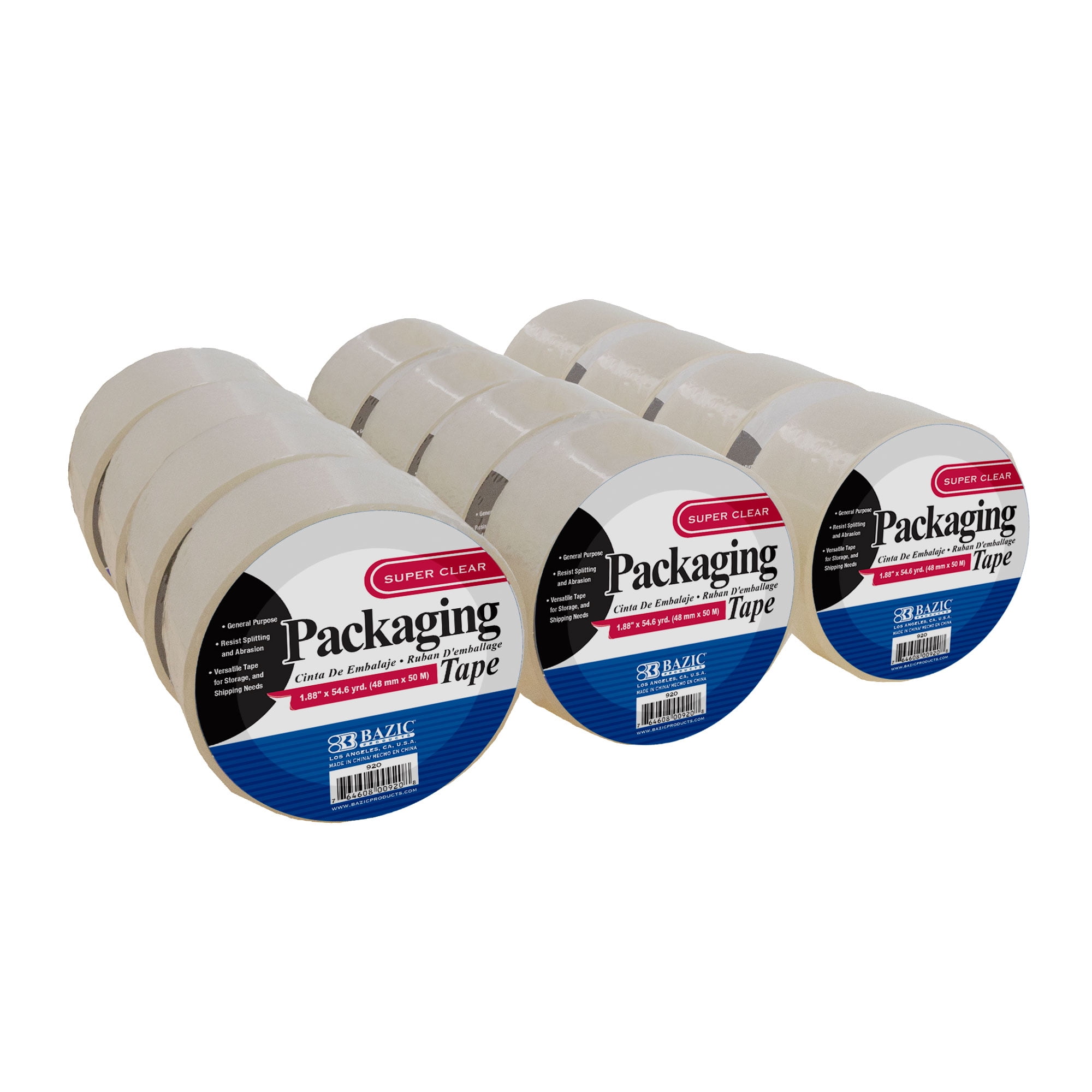 BAZIC Clear Packing Tape 1.88" x 54.6 Yards, Shipping Mailing Moving ...
