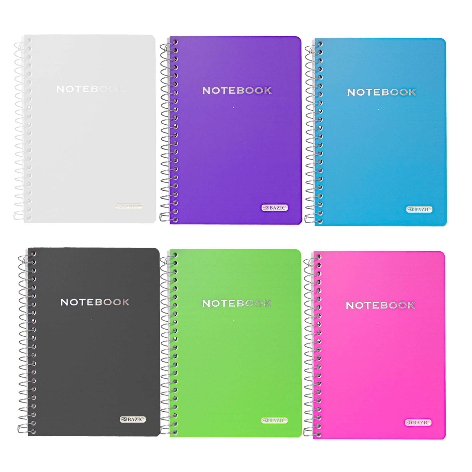"BAZIC College Ruled Poly Cover Spiral Notebook, Small Writing, 100 ...