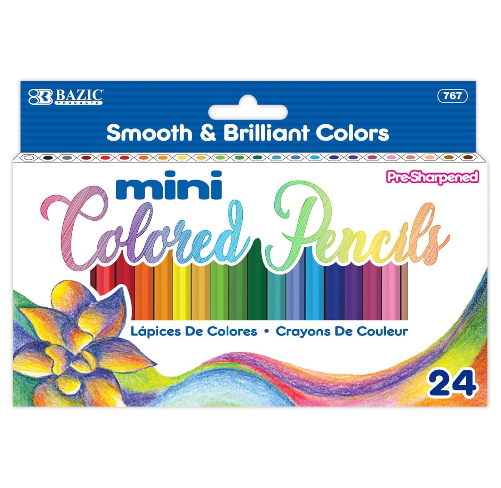 BAZIC Colored Pencils 24 Color, Mini Coloring Pencil Set Soft , for Art ...