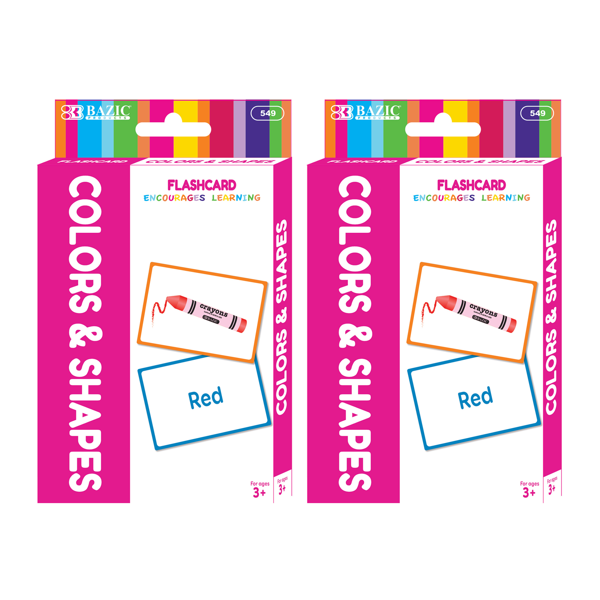BAZIC Colors & Shapes Flash Cards, Flashcards Game, (36/Pack), 2-Packs ...
