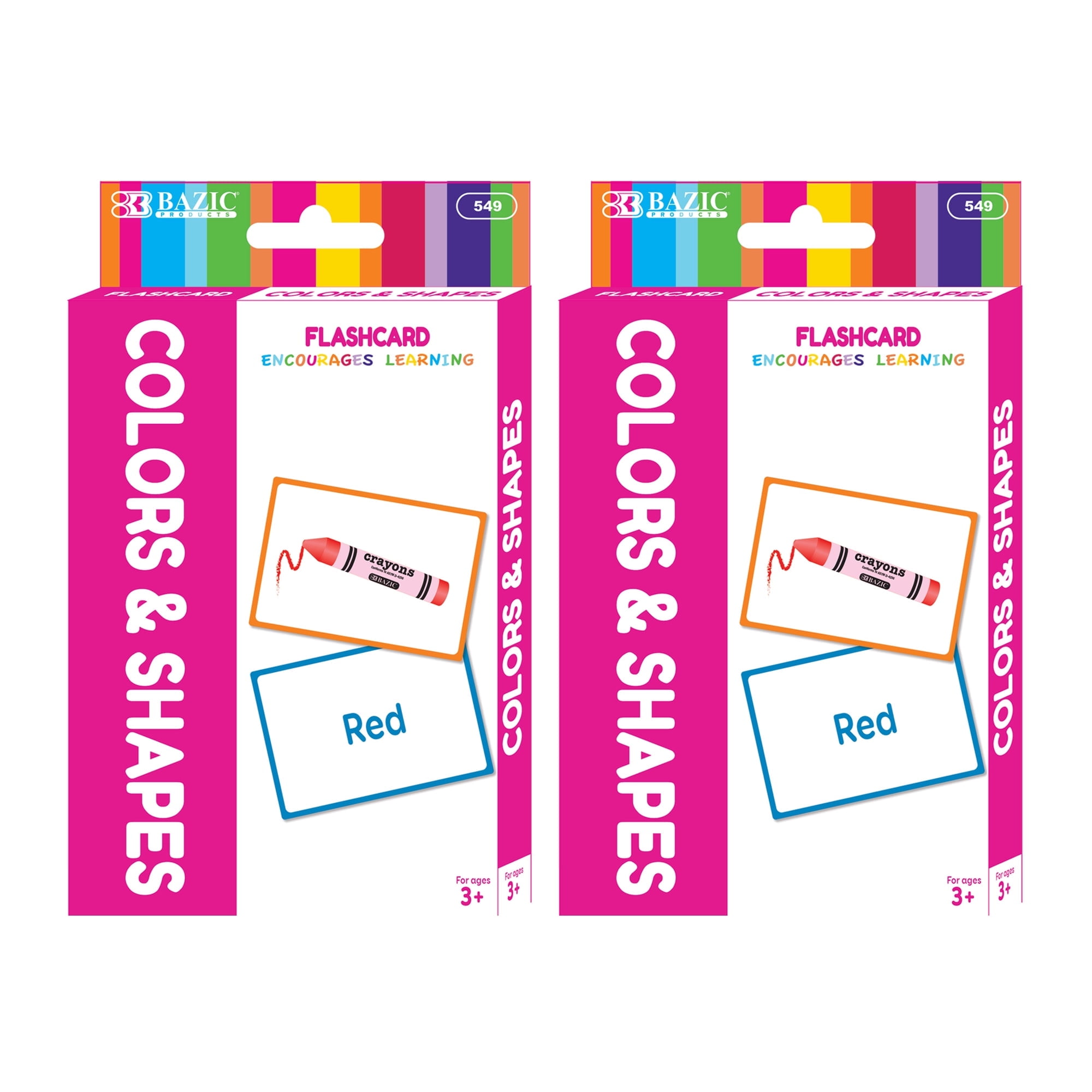 BAZIC Colors & Shapes Flash Cards, Flashcards Game, (36/Pack), 2-Packs ...