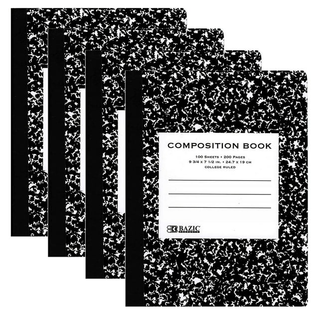 BAZIC Composition Book Black Marble College Ruled 100 Sheet Notebook, 1 ...