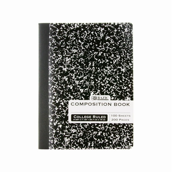 BAZIC C/R 100 Ct. Black Marble Composition Book [5050] - Walmart.com