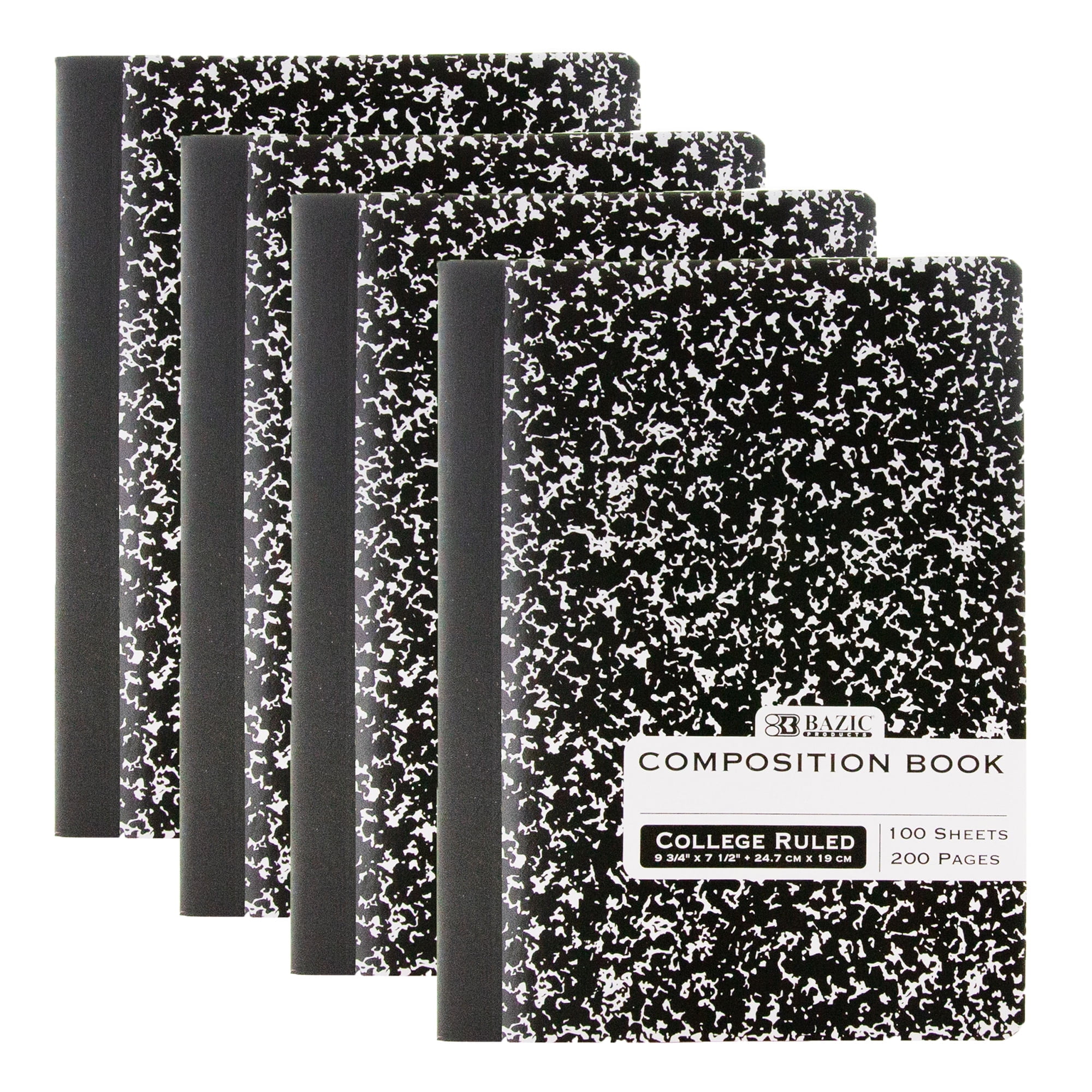 BAZIC Composition Book Black Marble College Ruled 100 Sheet Notebook, 1 ...