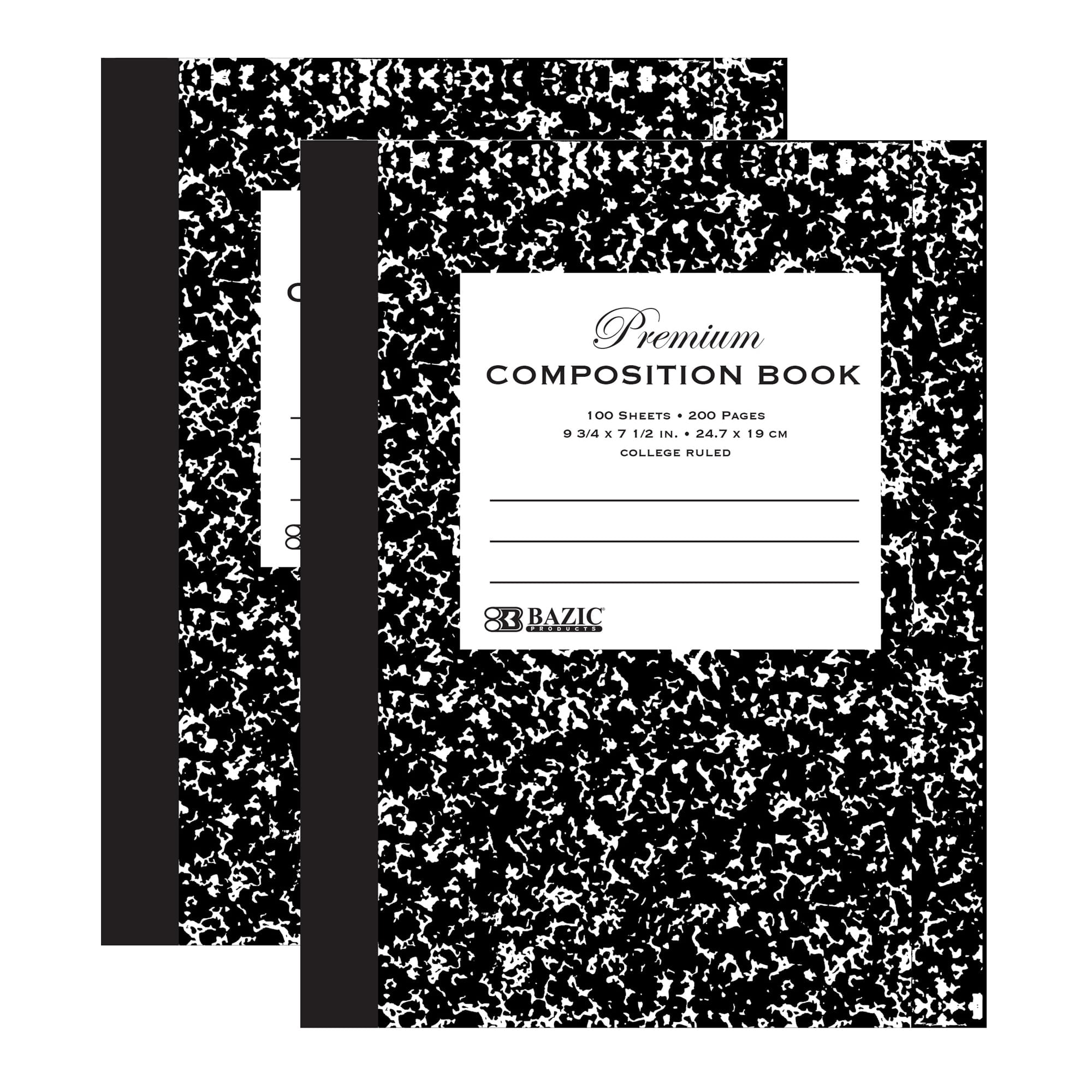 BAZIC Composition Book Black Marble College Ruled 100 Sheet Notebook, 2 ...