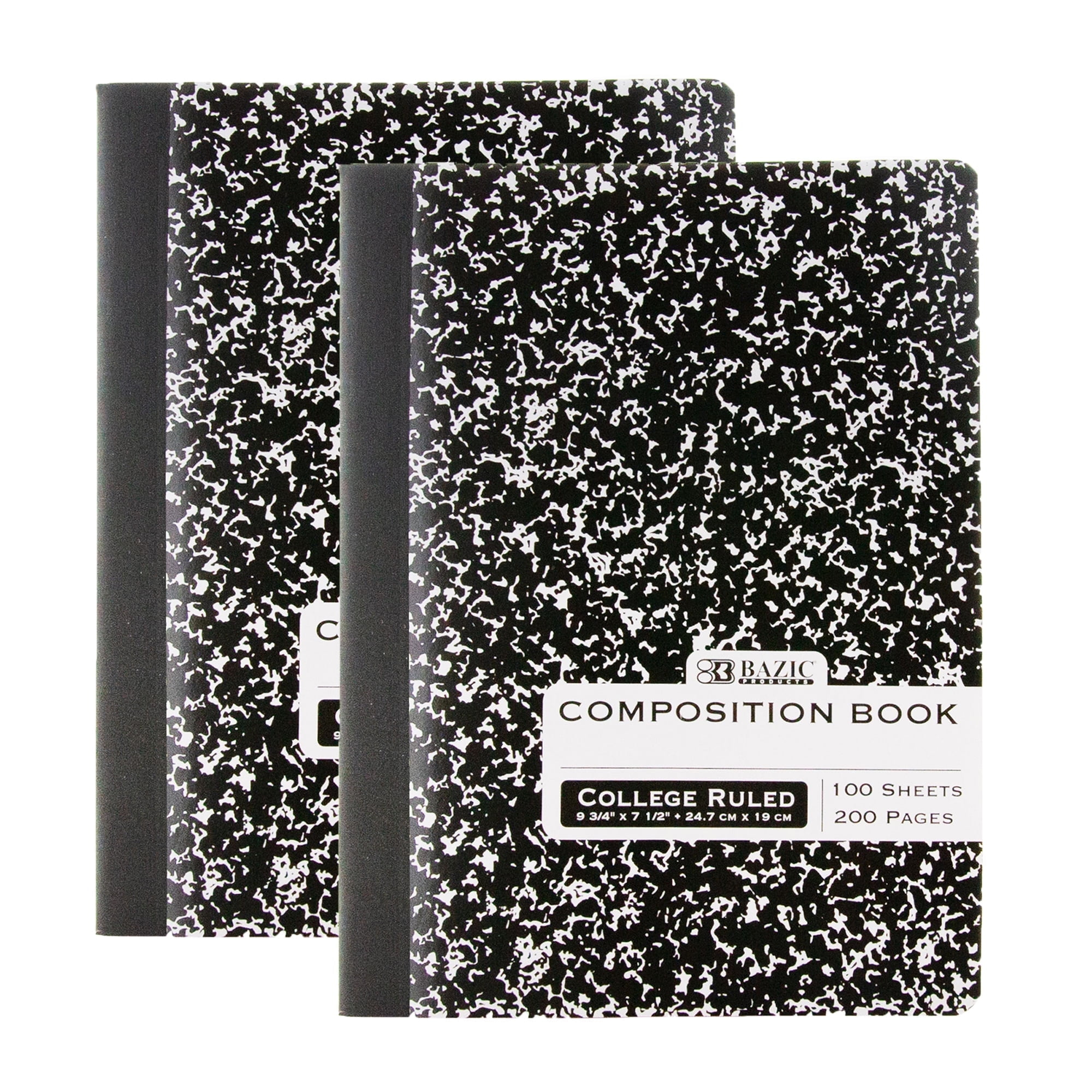 BAZIC Composition Book Black Marble College Ruled 100 Sheet Notebook, 2 ...
