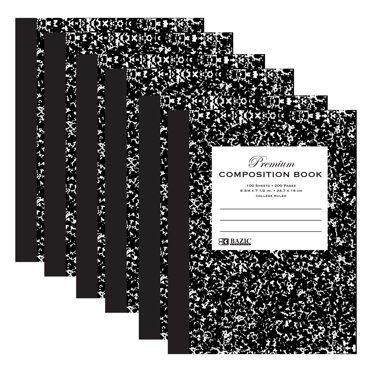 BAZIC Composition Book Wide Ruled 100 Sheet, Premium Black Marble ...