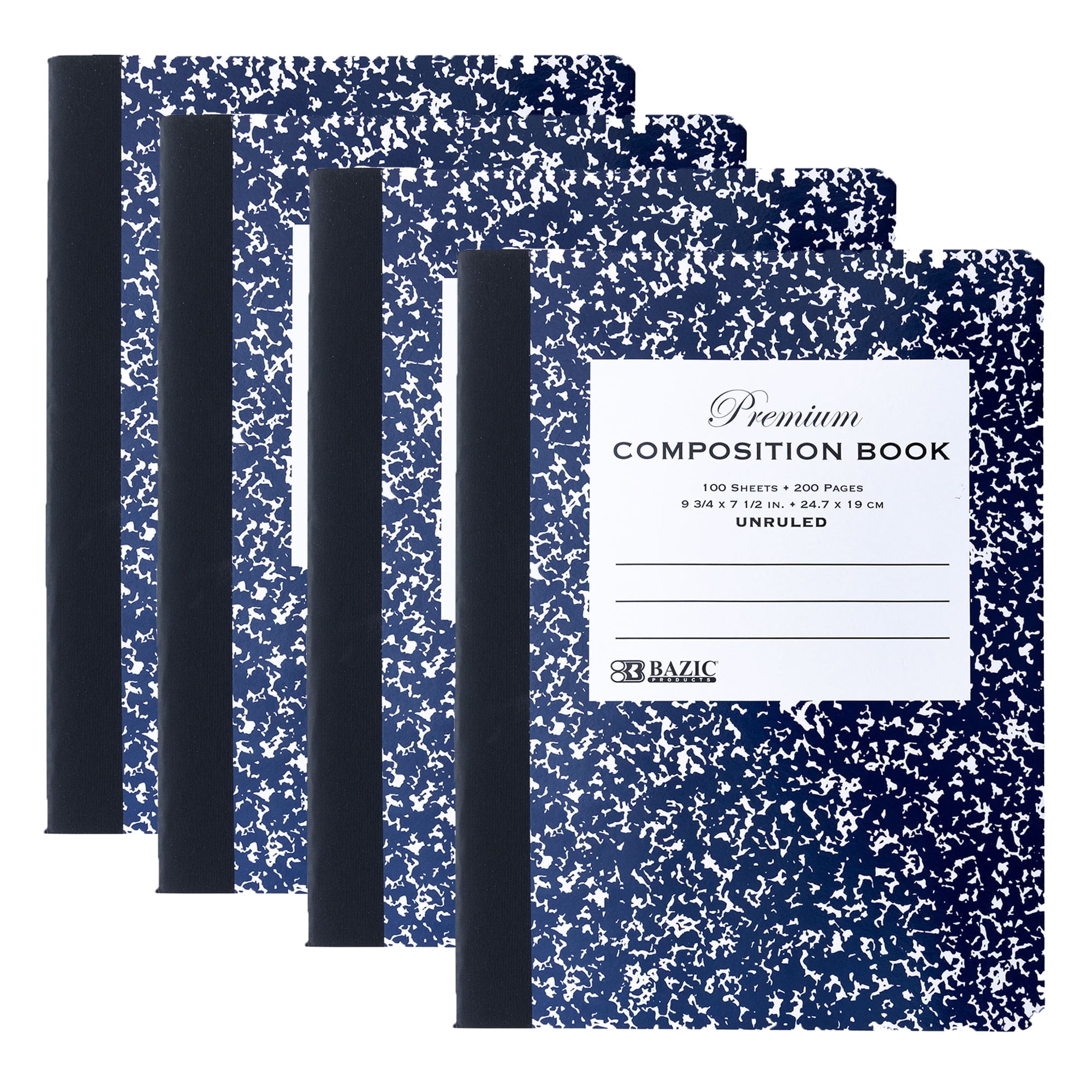BAZIC Composition Book Blue Marble Unruled Ruled 100 Sheet Notebook, 4 ...