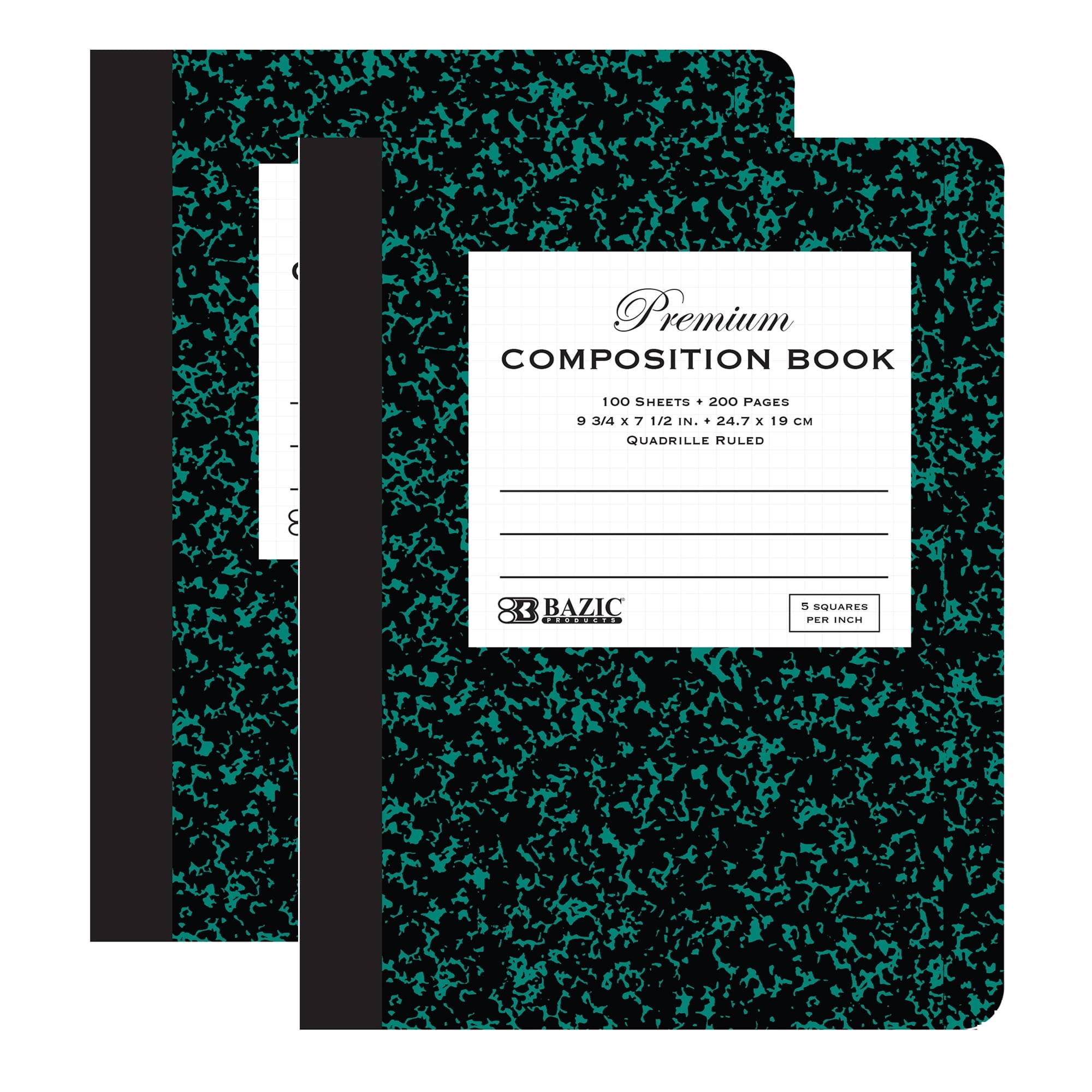 BAZIC Composition Book Marble 1/5 Quad-Ruled 100 Sheet Notebook, Graph ...