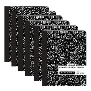 Oxford Composition Book, 9-3/4 x 7-1/2, Wide Rule, Black Marble, 100 ...