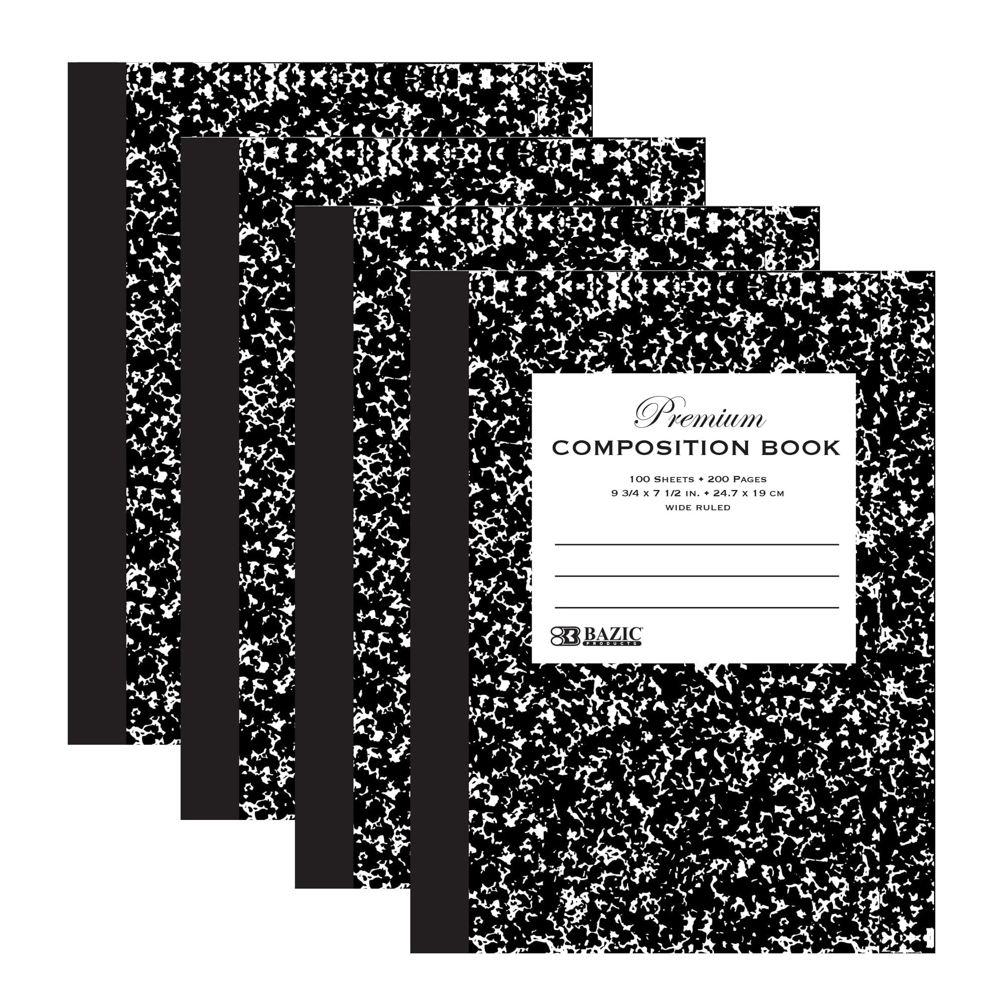 BAZIC Composition Book Wide Ruled 100 Sheet, Premium Black Marble ...
