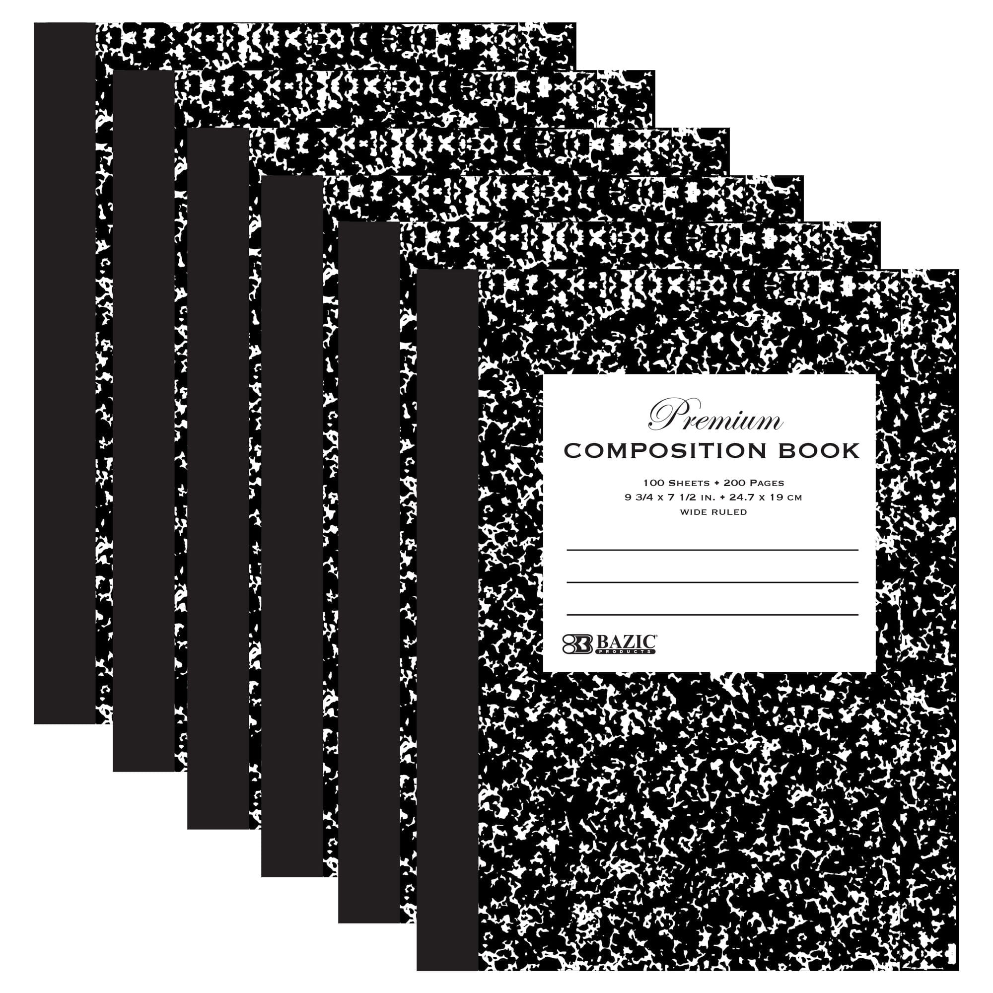 BAZIC College Hard Bound Wide Ruled Lined Composition Book, 100 Sheet ...