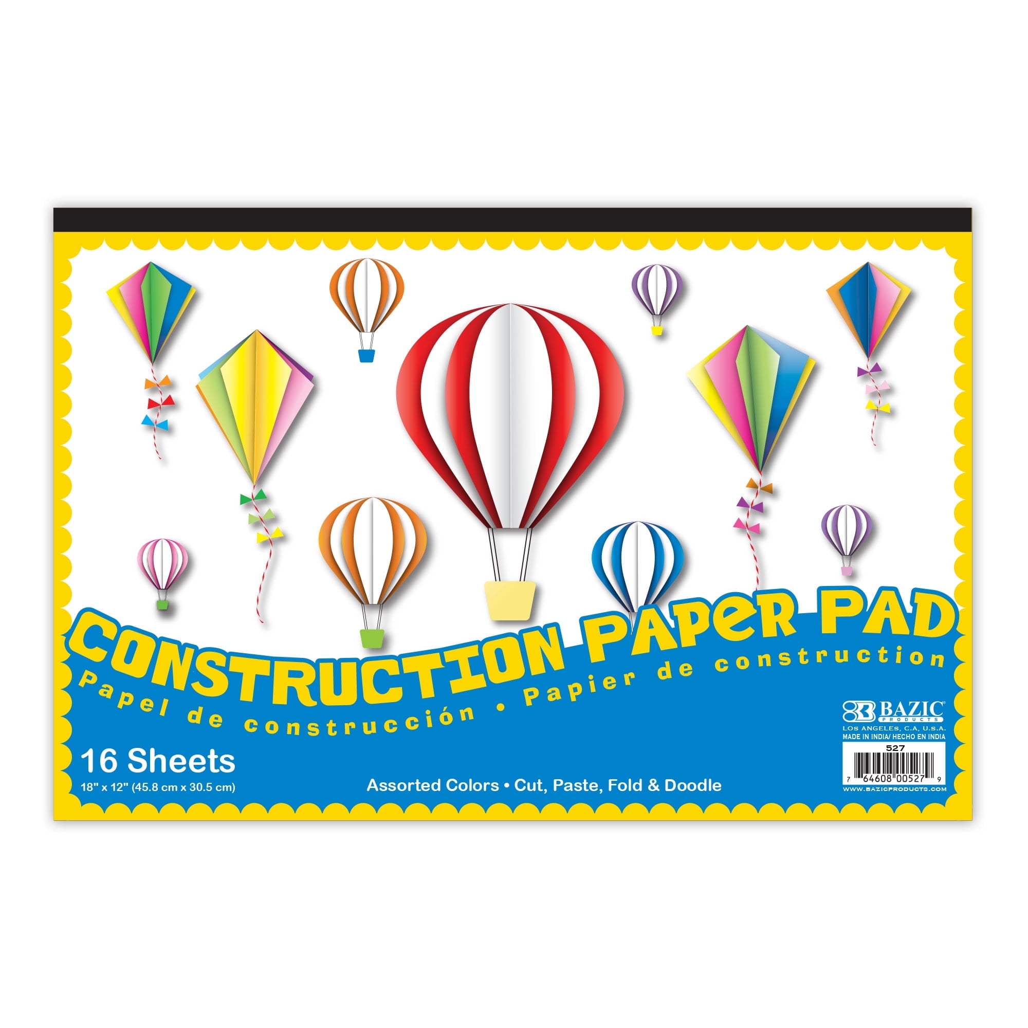 BAZIC Construction Paper Pad 16 Sheet 18"x12" Assorted Colors, 48-Pack ...