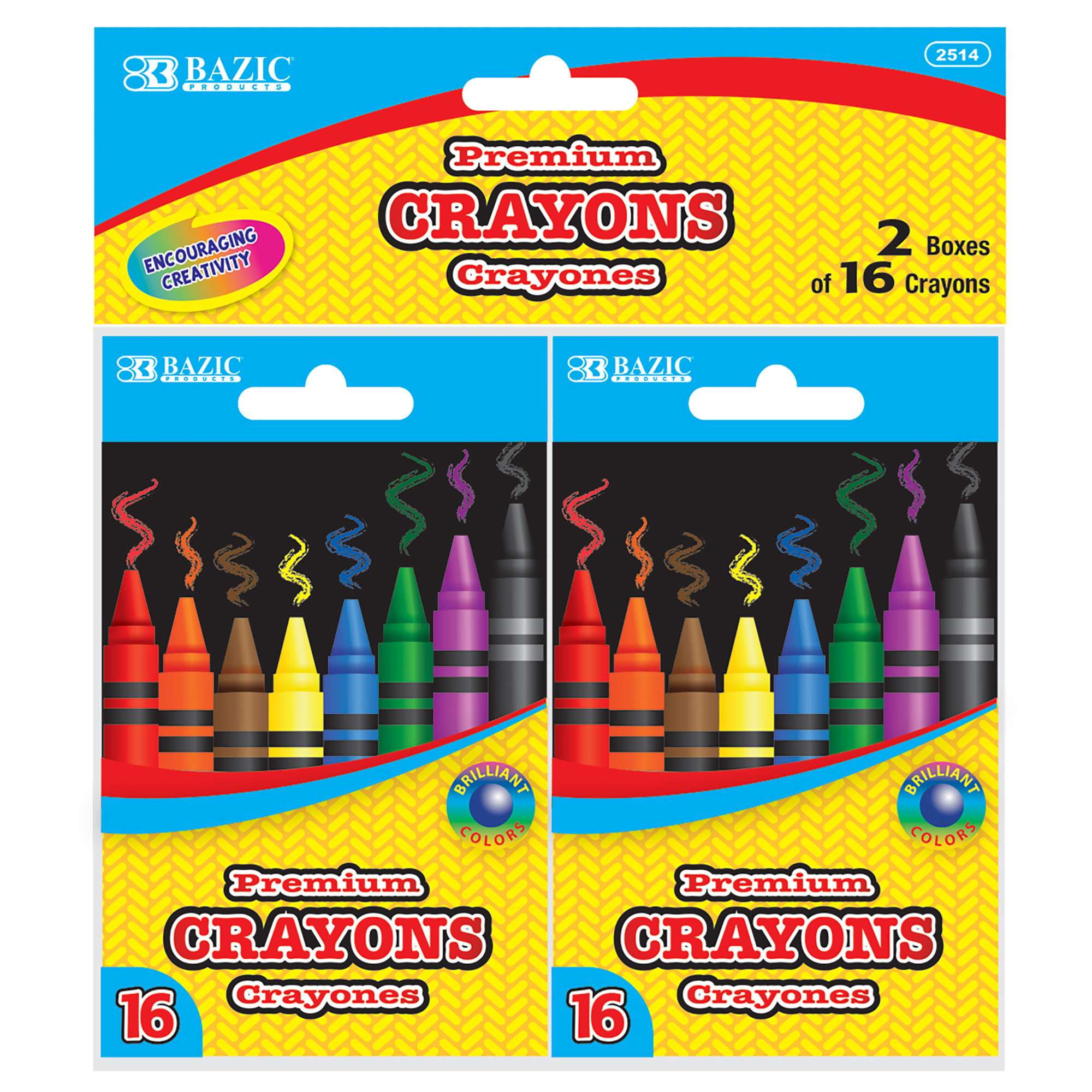 BAZIC Crayons 16 Color (Total 32-Count), Non Toxic Drawing Crayon ...