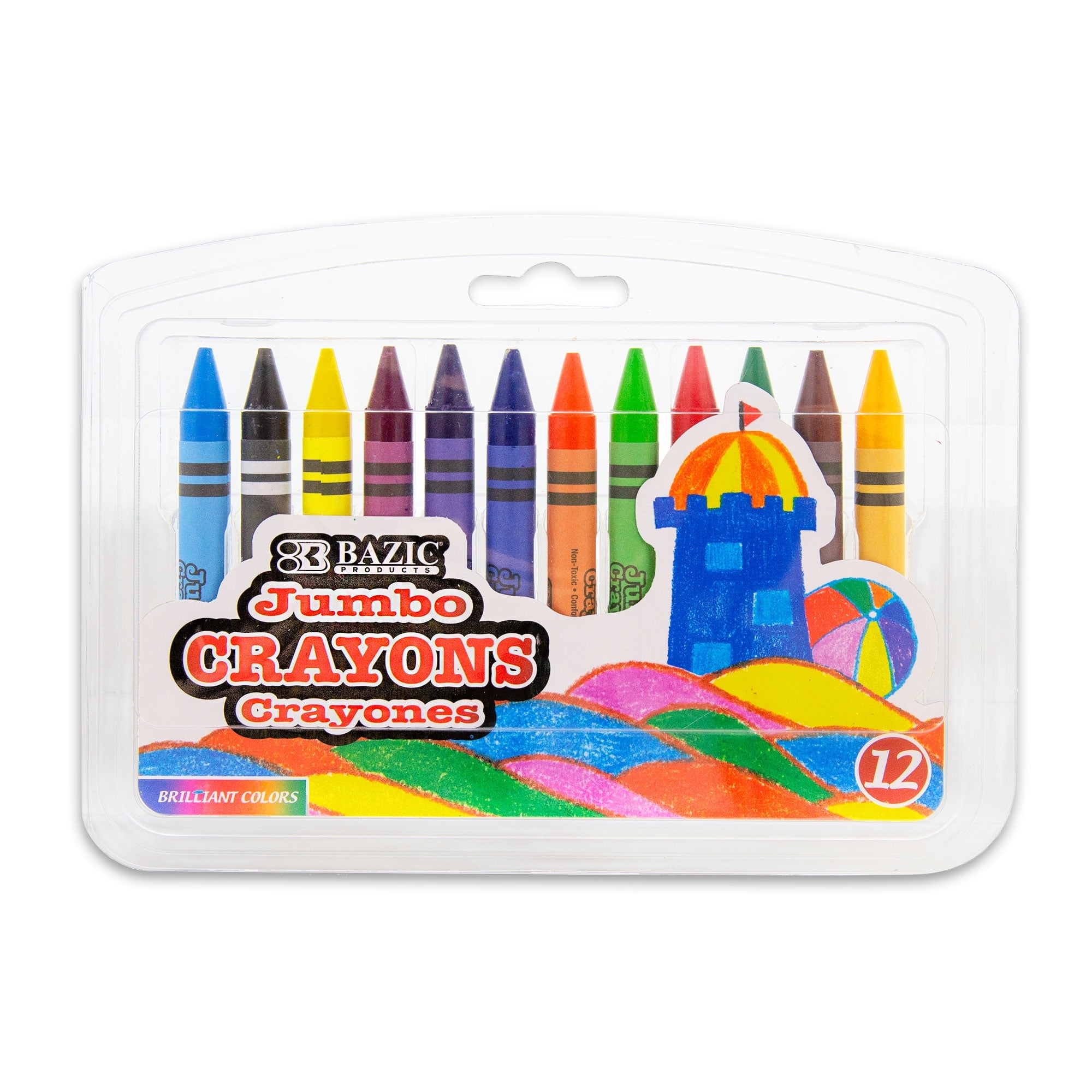 BAZIC Crayons Jumbo 12 Color, Non Toxic Drawing Crayon(12/Pack), 24 ...