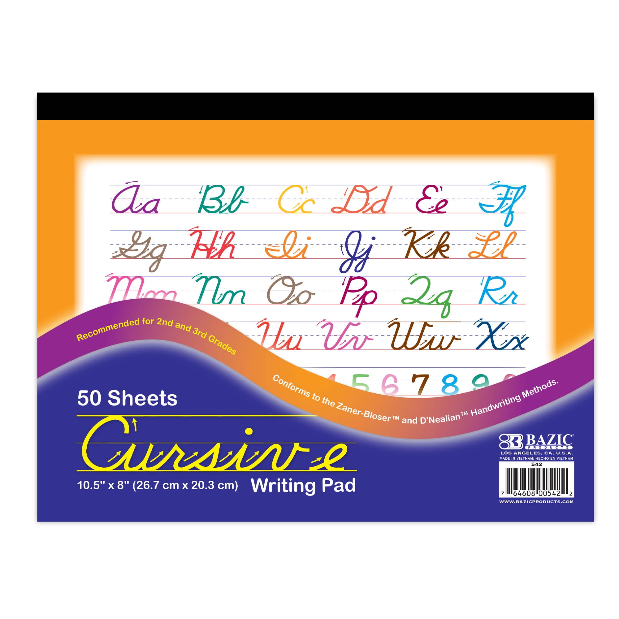 BAZIC Cursive Writing Pad 50 Sheet 10.5"x8" Handwriting Workbook, 48 ...