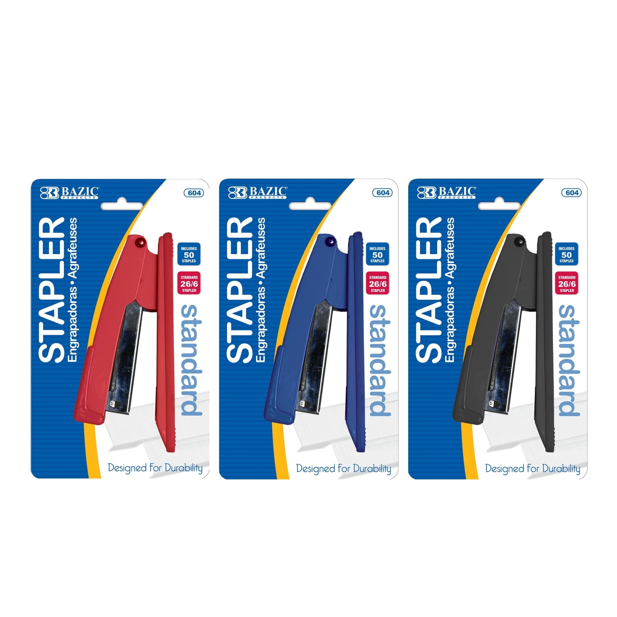 BAZIC Desktop Stapler, Durable Metal Staplers Standard (26/6), 24-Pack ...