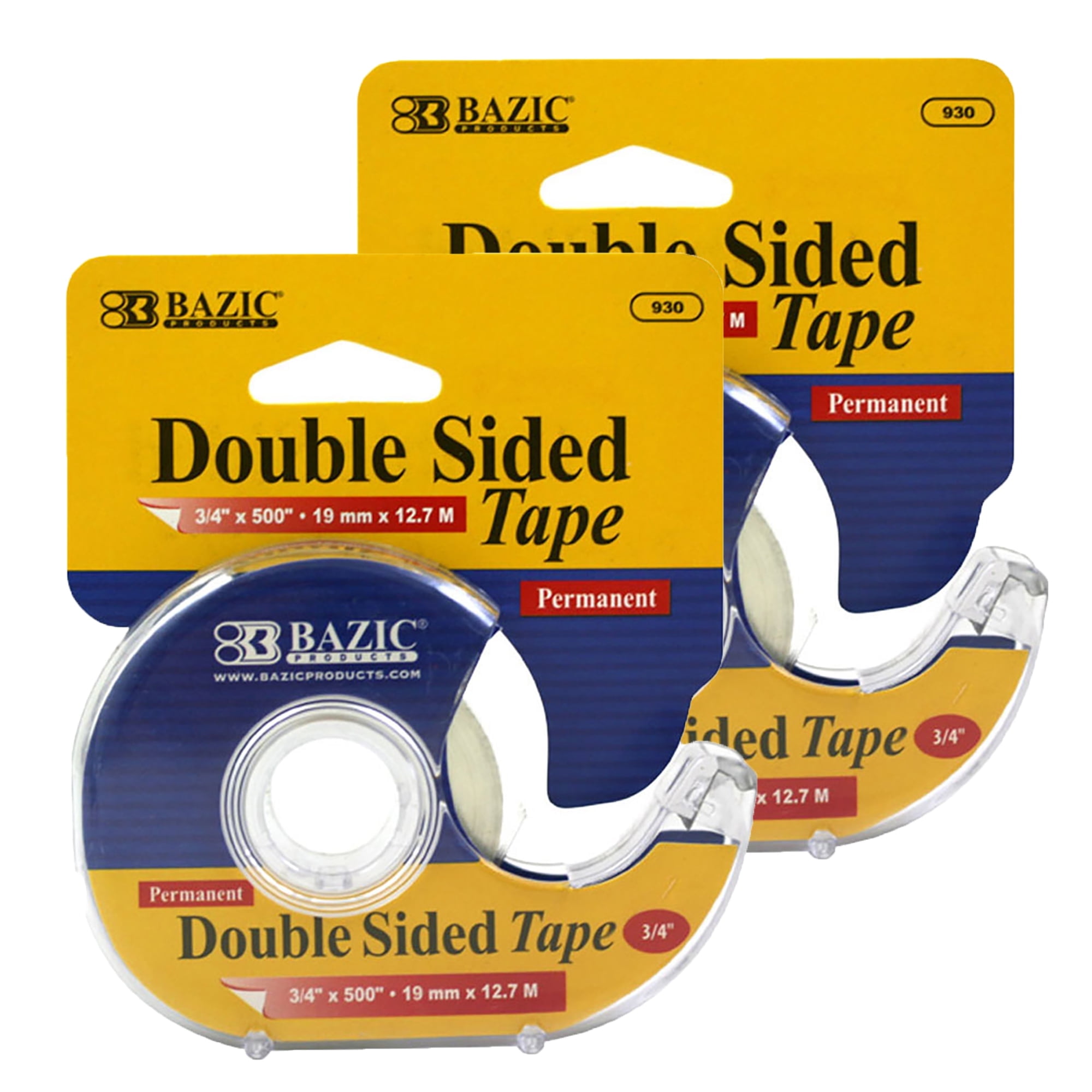 BAZIC Double Sided Tape w/ Dispenser 3/4"x500", 2-Packs - Walmart.com