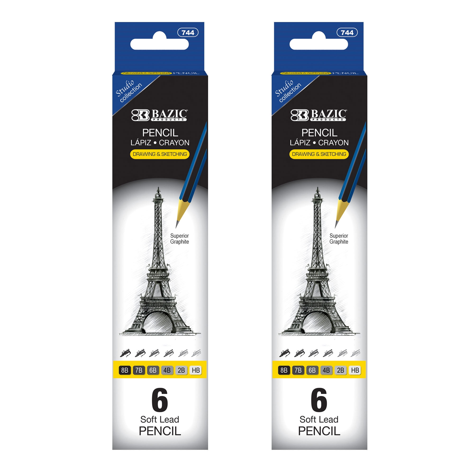 BAZIC Drawing Sketching Pencil Set, for Beginner Artist (6/Pack), 2 ...