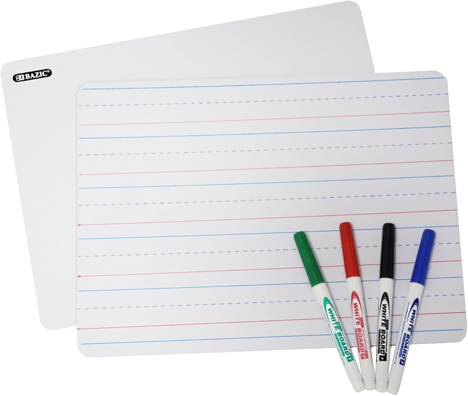 BAZIC Dry Erase Lap Board + 4 Classic Color Marker, Double Sided ...