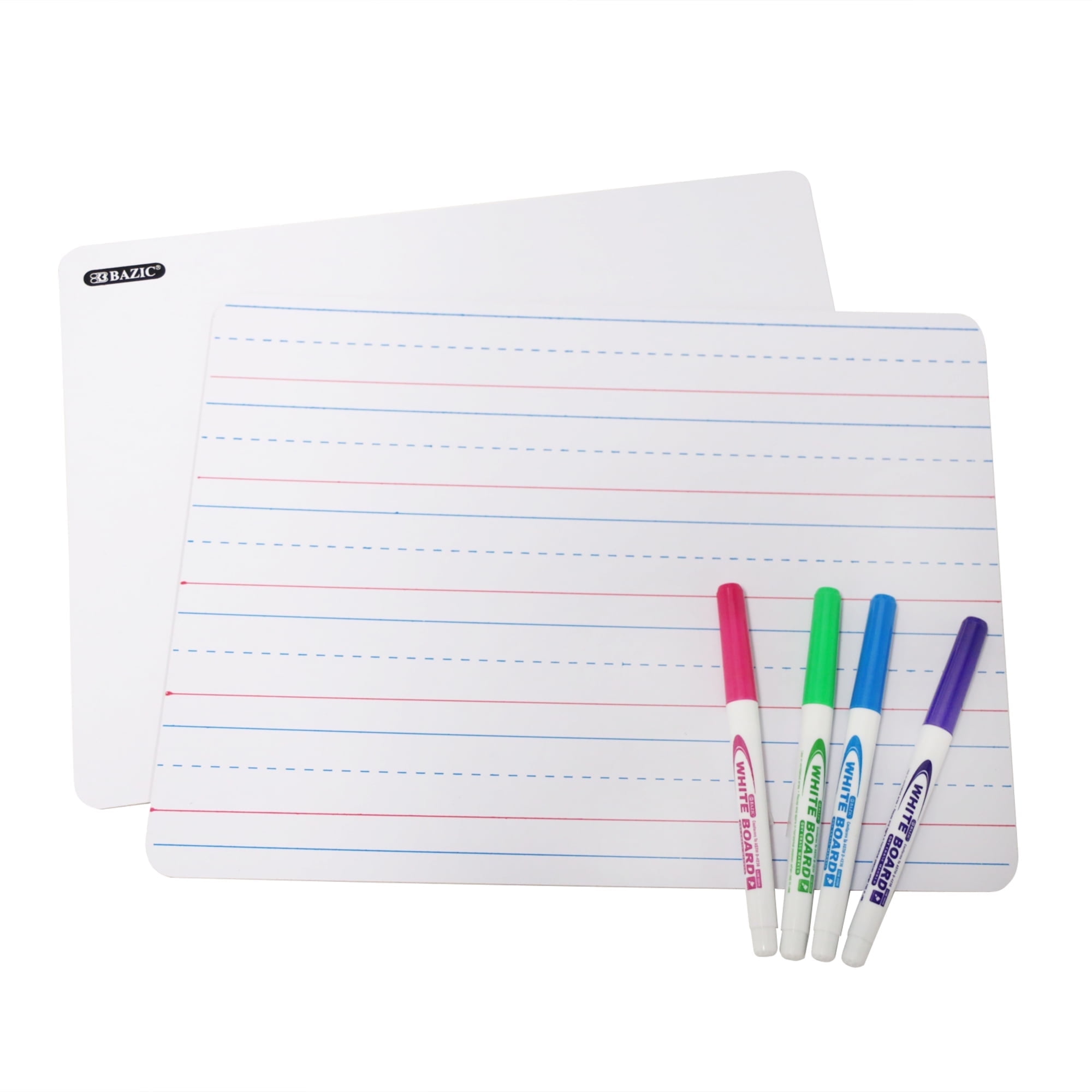 BAZIC Dry Erase Lap Board + 4 Color Marker, Double Sided Whiteboard ...