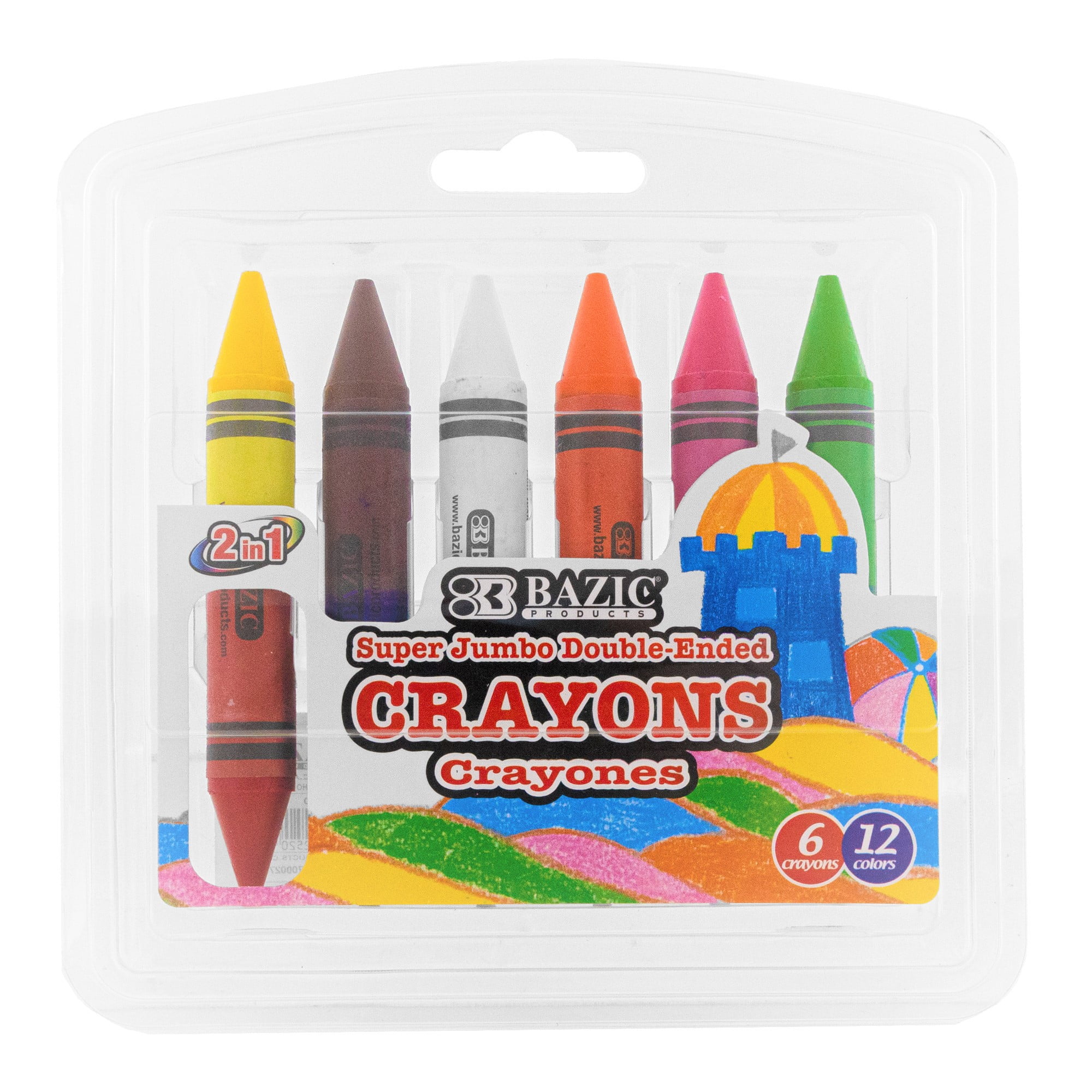 BAZIC Dual Sided Super Jumbo Crayons Premium 12 Colors, Non Toxic ...
