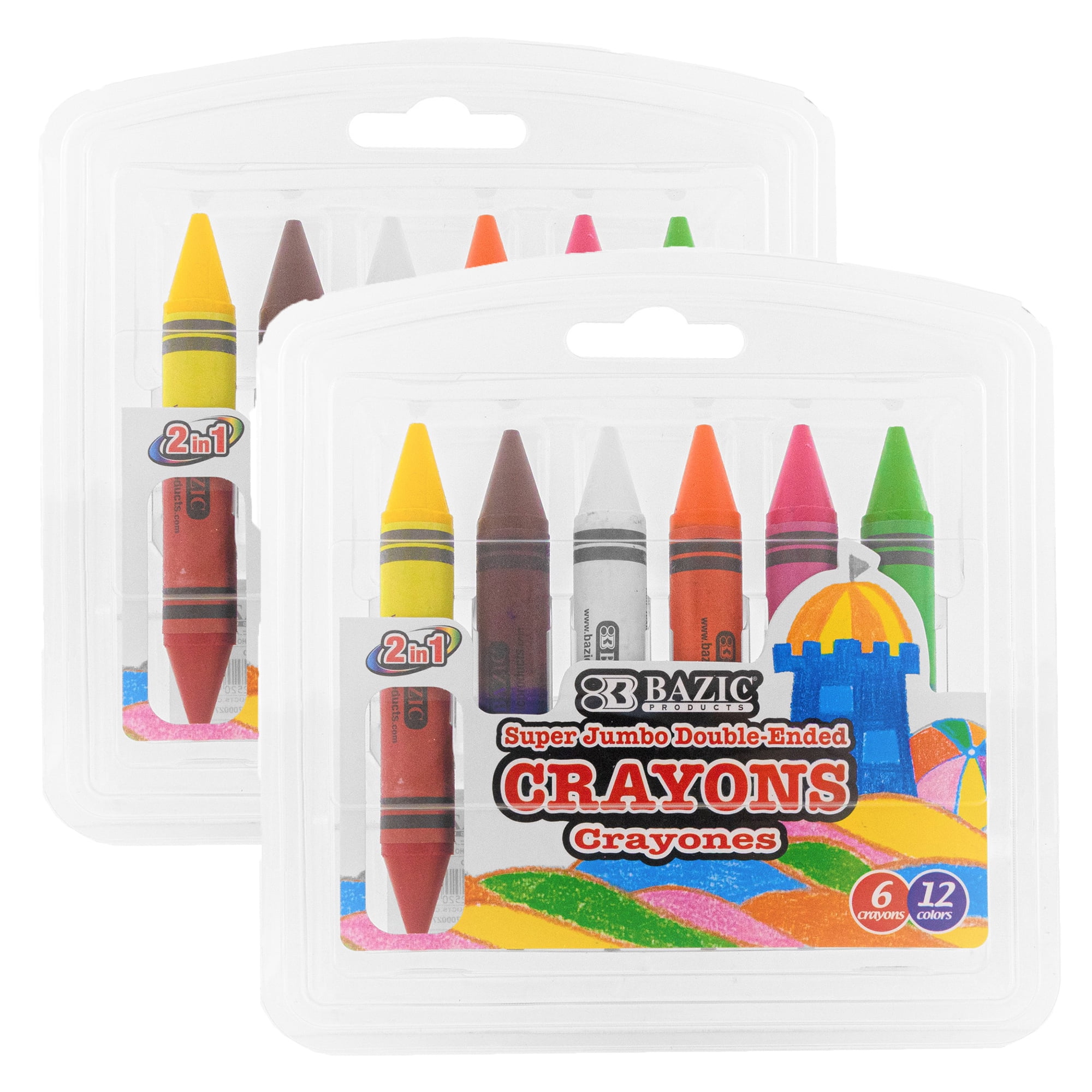 BAZIC Dual Sided Super Jumbo Crayons, Classic Assorted Bold Colors ...