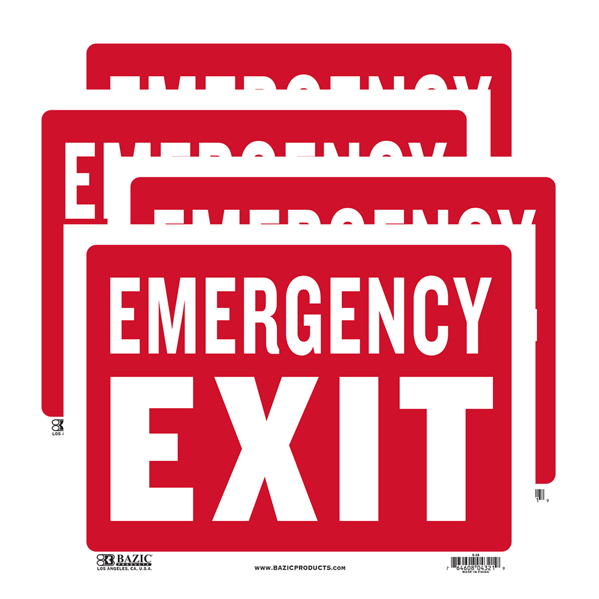 BAZIC Emergency Exit Sign 9"X12", Vinyl Plastic Signs, Waterproof ...